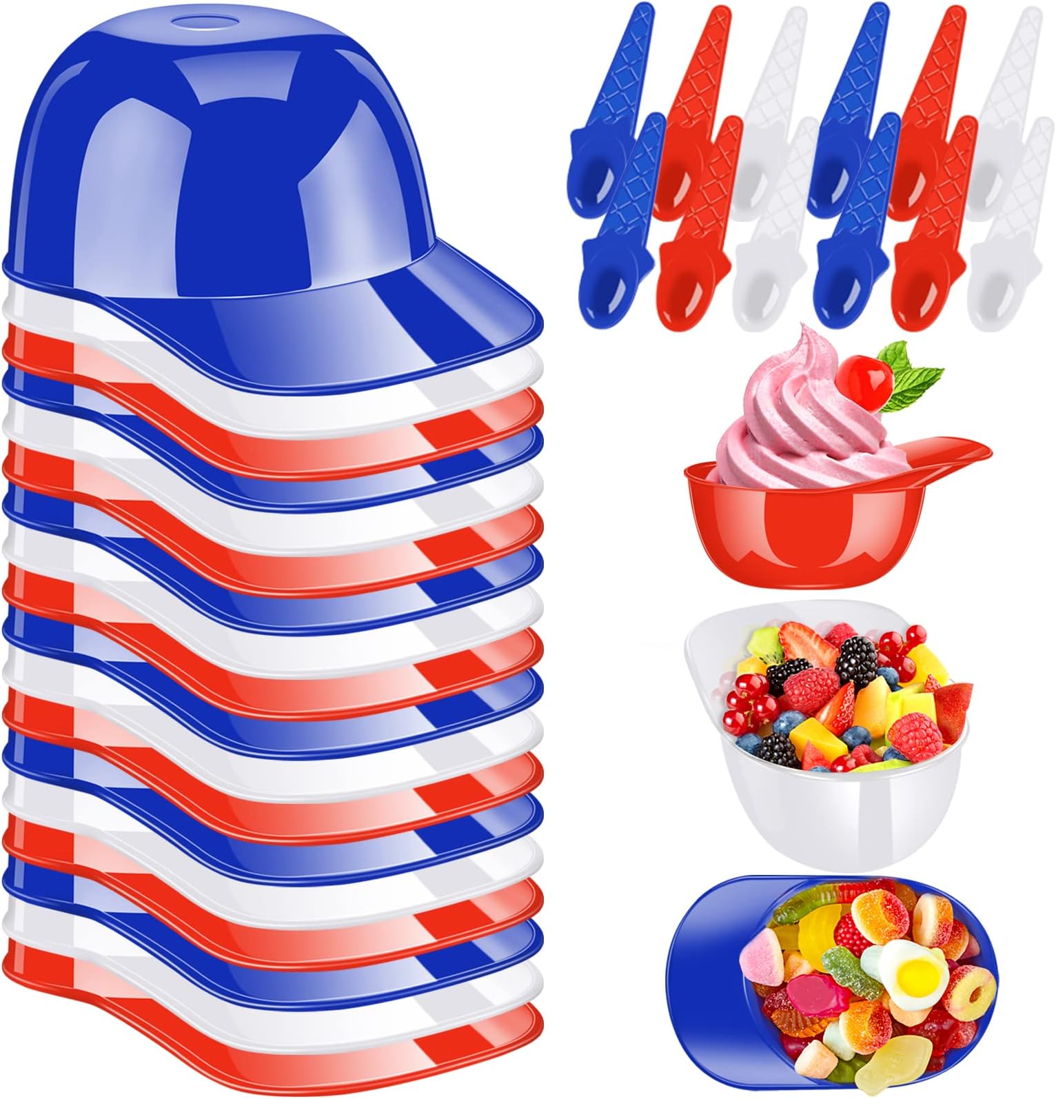 Amazon.com: 100 Pieces Baseball Disposable Paper Cups 8oz Ice Cream ...