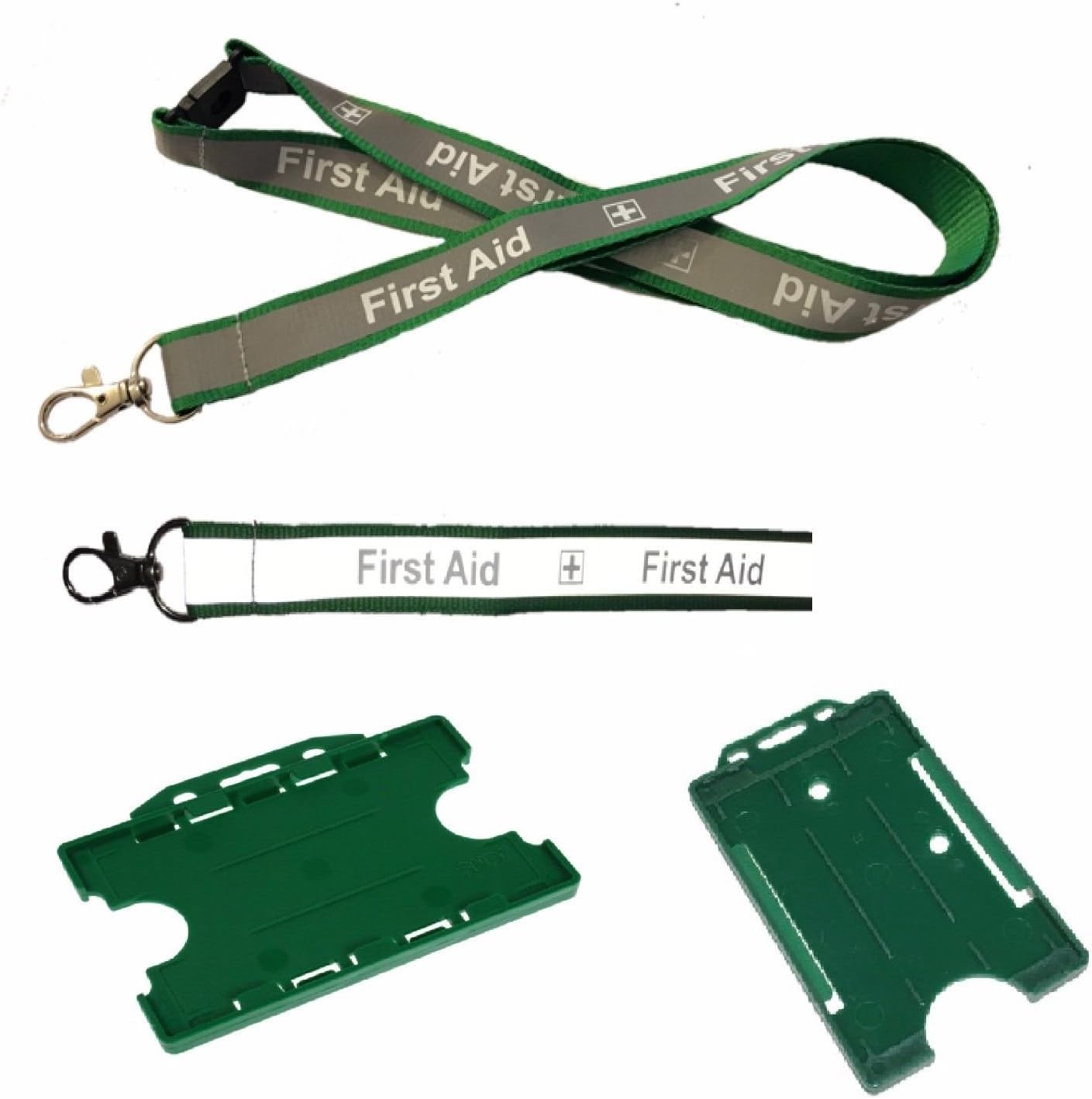 Reflective First Aid Lanyard with Safety Breakaway & Green ID Card ...