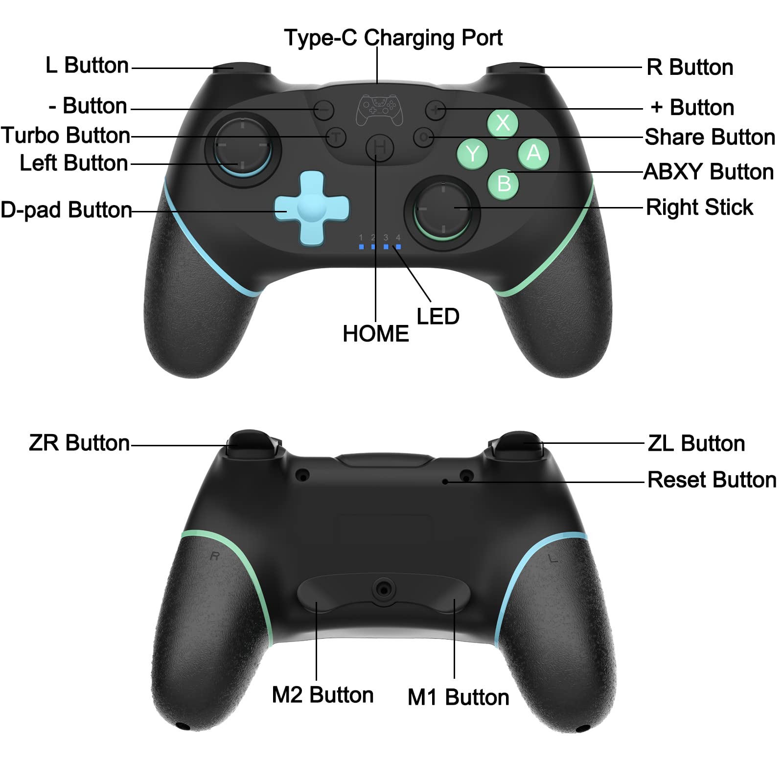 Maegoo Wireless Controller for Switch, Bluetooth Switch Pro Controller ...