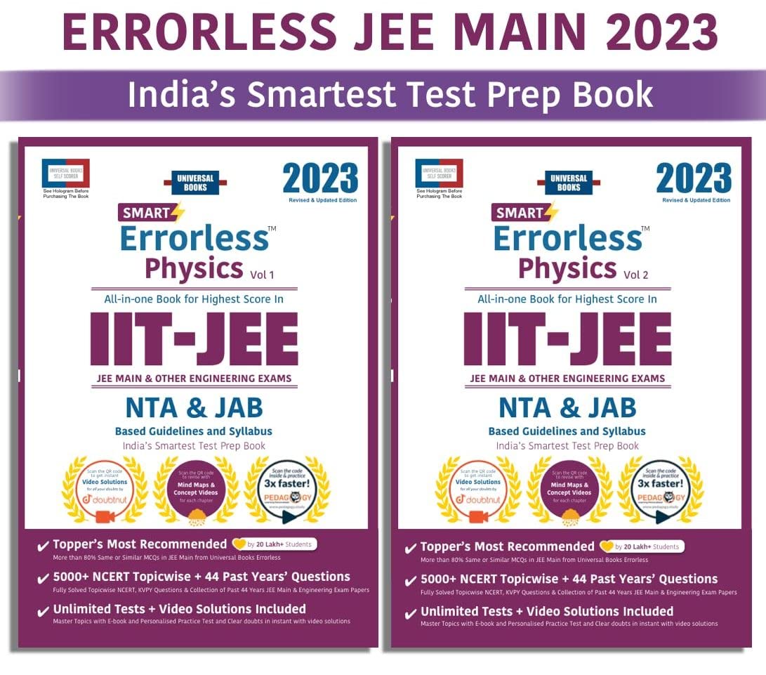 Buy Errorless Physics JEE Main + Advanced 2023 (Vol 1 & 2) - NTA Based ...