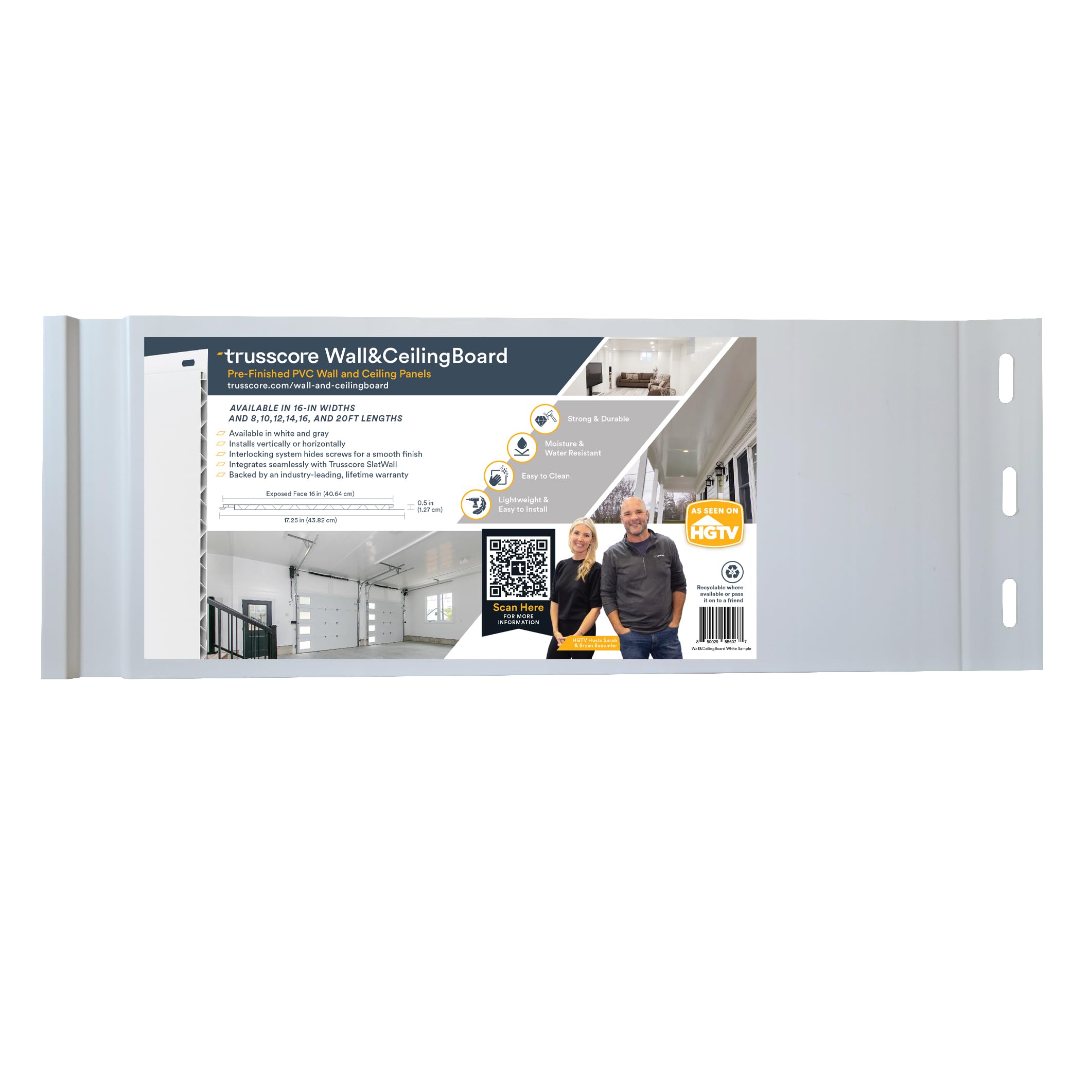 Snapklik.com : Trusscore Wall&CeilingBoard, 16" Wide Panel - Sample