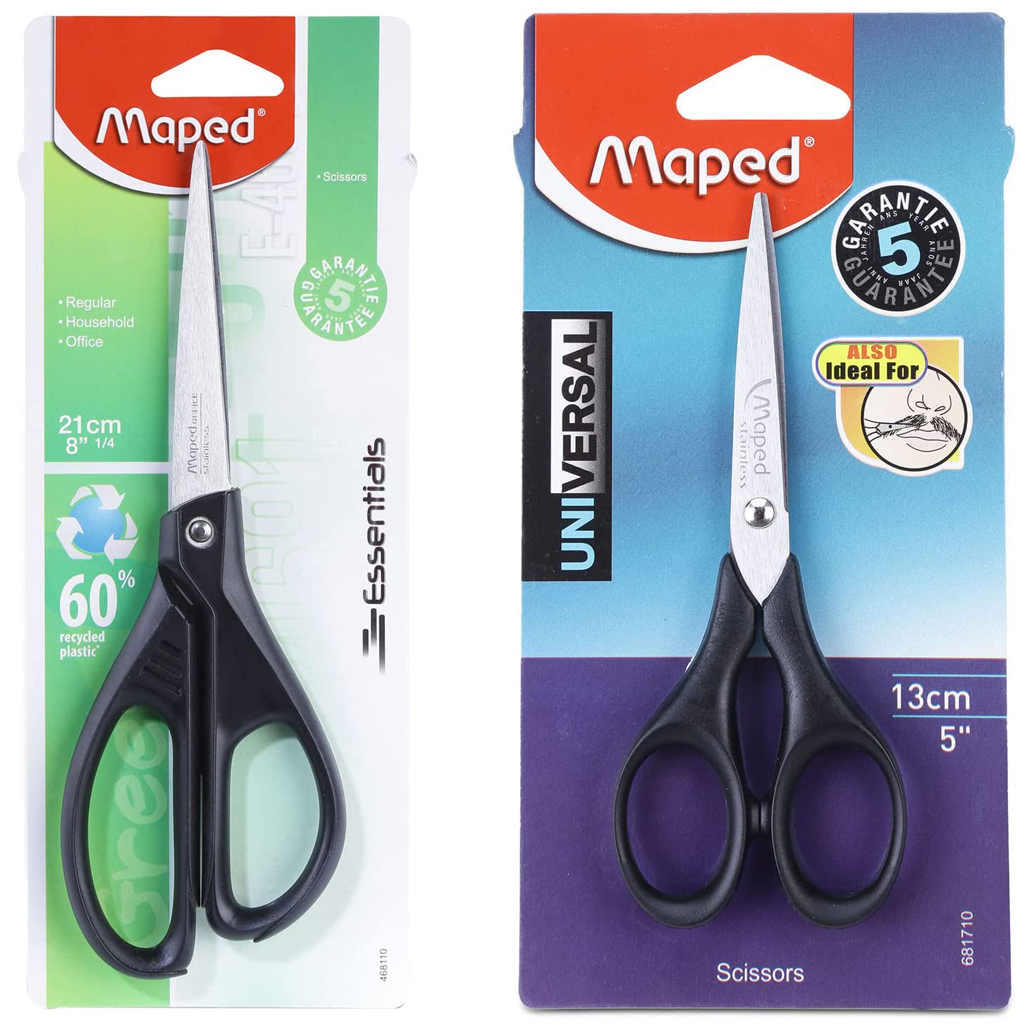 Maped Essential 21cm Scissor & Maped Universal Scissors (Black ...