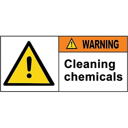 2 x Warning - Cleaning Chemicals - Info Label Sign Removable Self ...