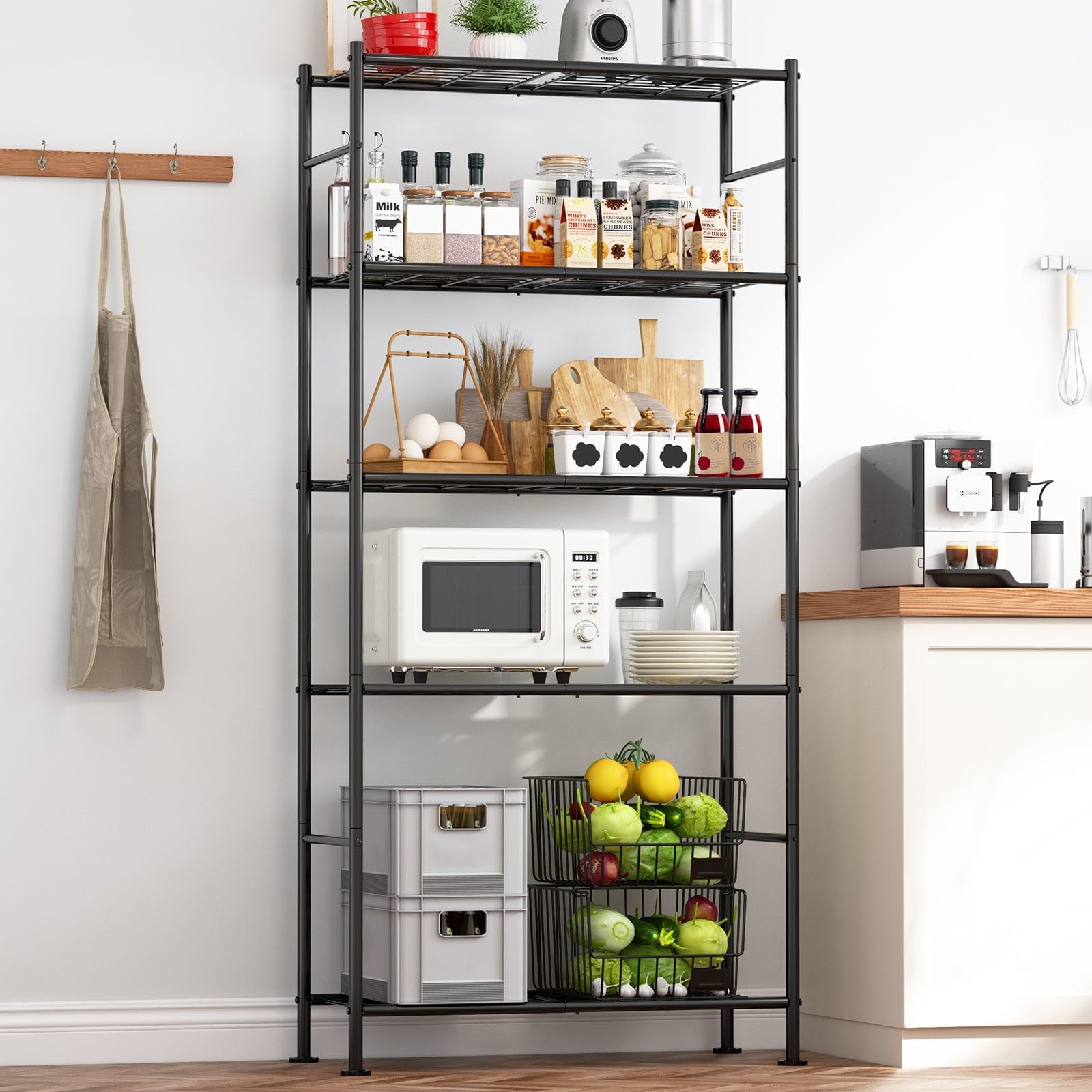 Amazon.com: Topeakmart 5-Tier Utility Shelves, Metal Storage Shelves ...