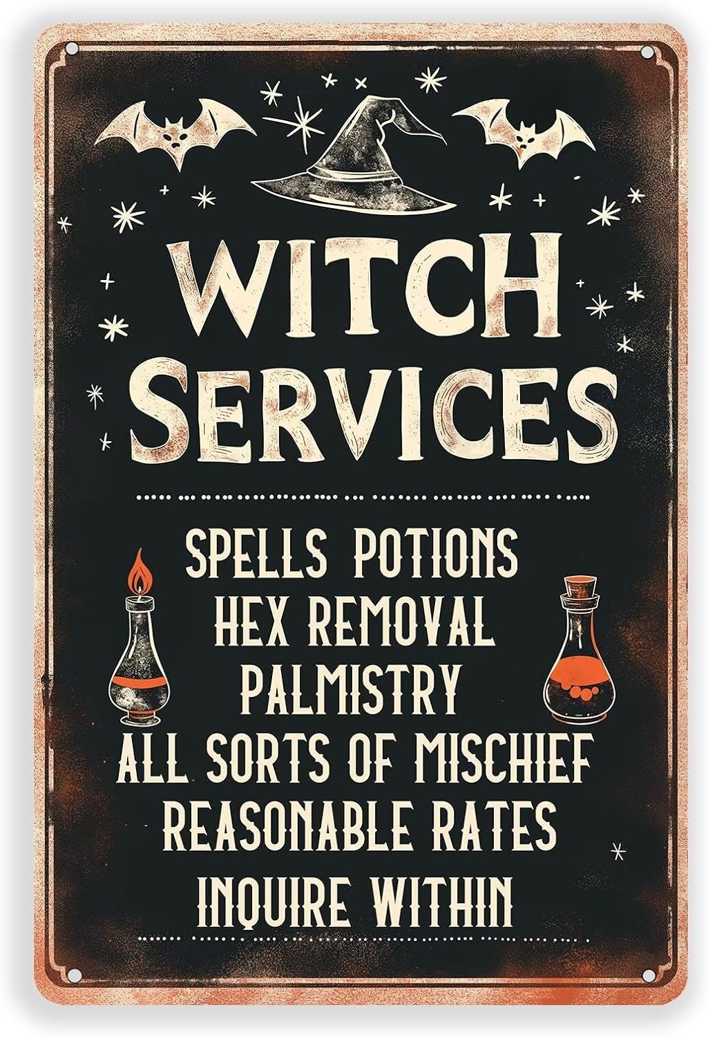 Amazon.com: Generic Witch Services Tin Sign Gothic Witch Potion ...