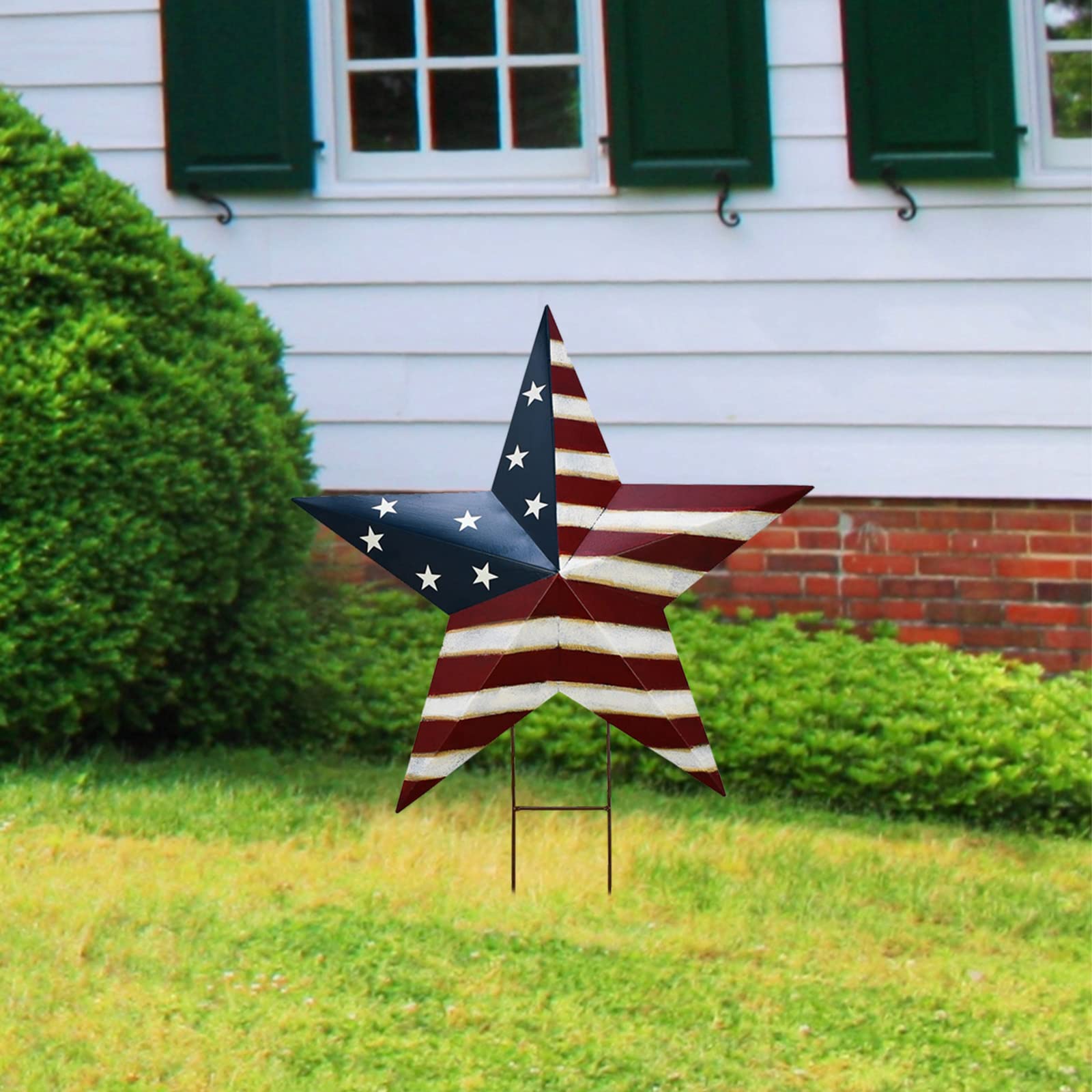Amazon.com : Metal Star Barn Yard Sign Garden Stake Decor for 4th of ...