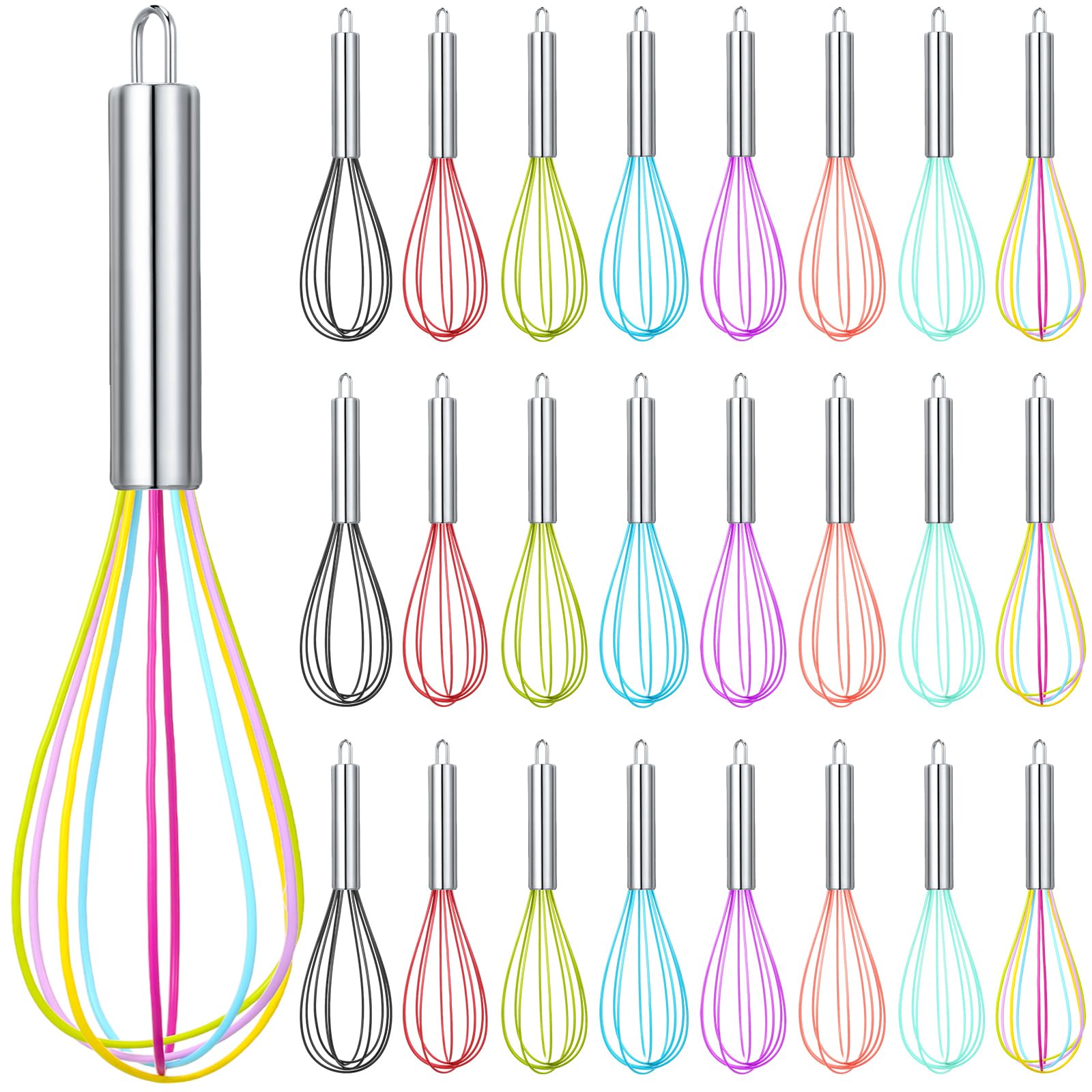 Amazon.com: Domensi 24 Pcs 8 Inch Whisks Bulk for Cooking Silicone ...