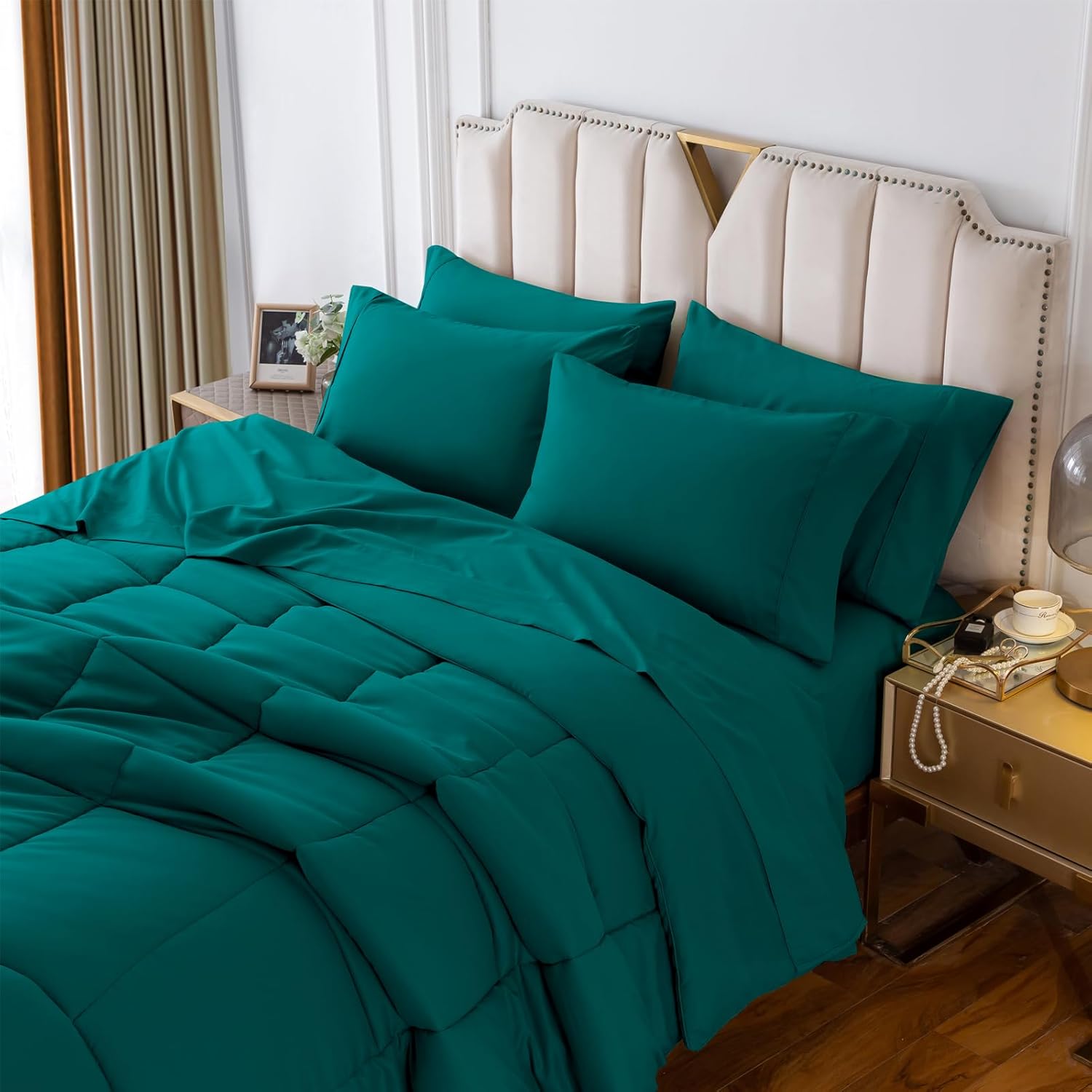 Amazon.com: EIVFI Full Comforter Set 7 Piece Reversible,Bedding ...