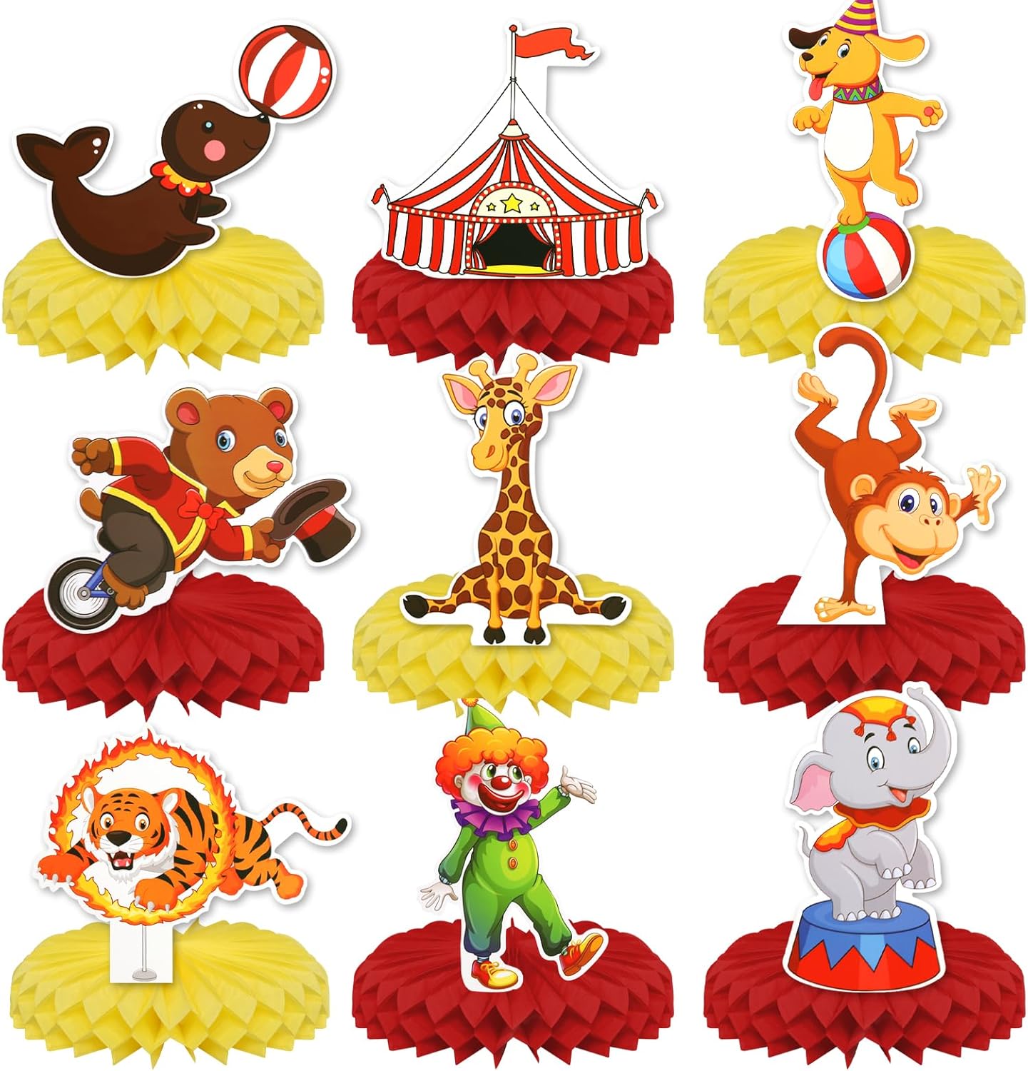 Amazon.com: Carnival Circus Honeycomb Centerpieces, KSKSPE 9Pcs ...