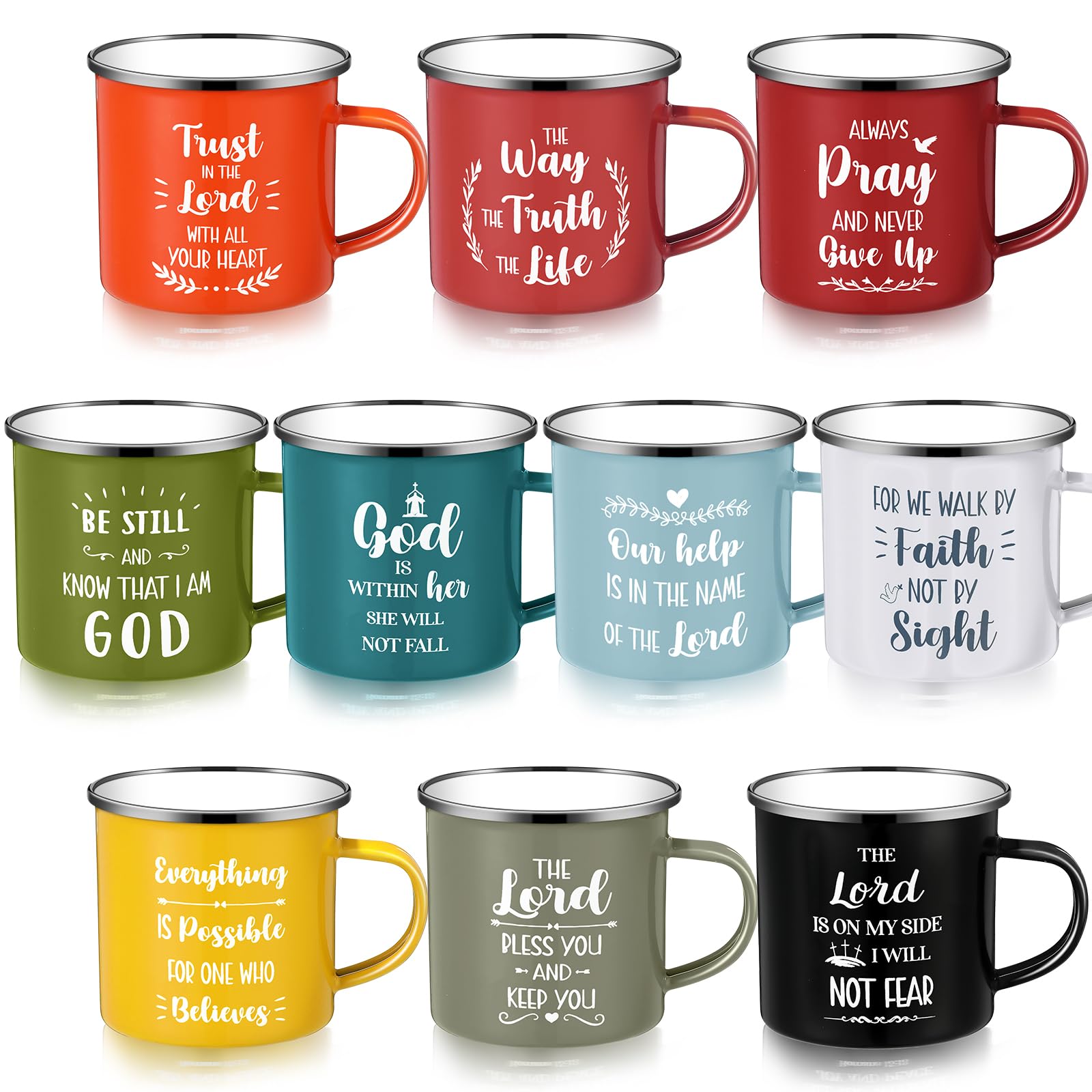 Amazon.com: Nitial 10 Pcs 12 oz Christian Coffee Mugs Christmas Enamel ...