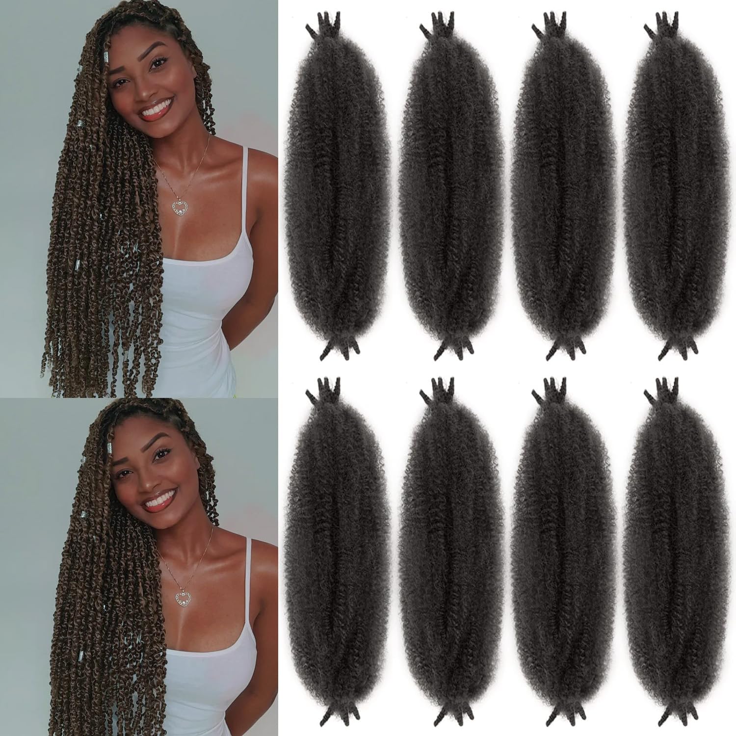 Amazon.com : Pre-Fluffed Springy Afro Twist Hair Color 4 Marley Hair 8 ...