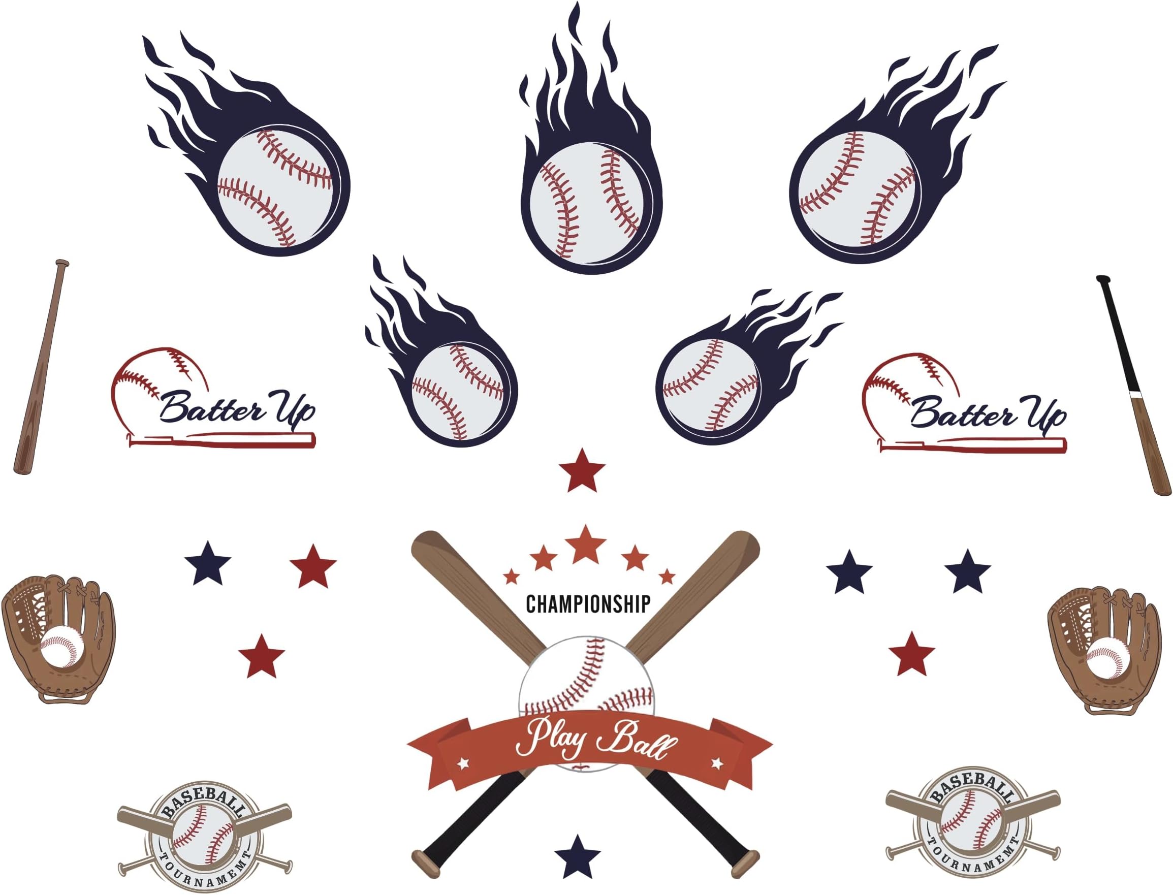 Amazon.com: Extra Large Baseball Wall Decals Peel and Stick Giant ...