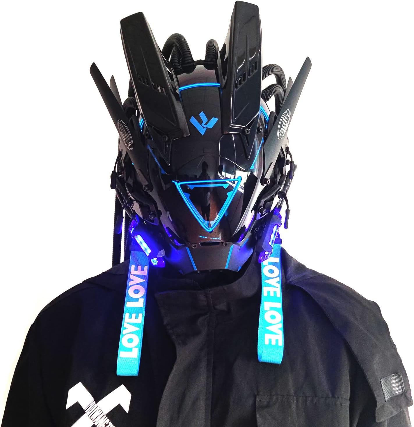 Amazon.com: JAUPTO PipeHair Punk Mask Helmet,LED Light Futuristic ...