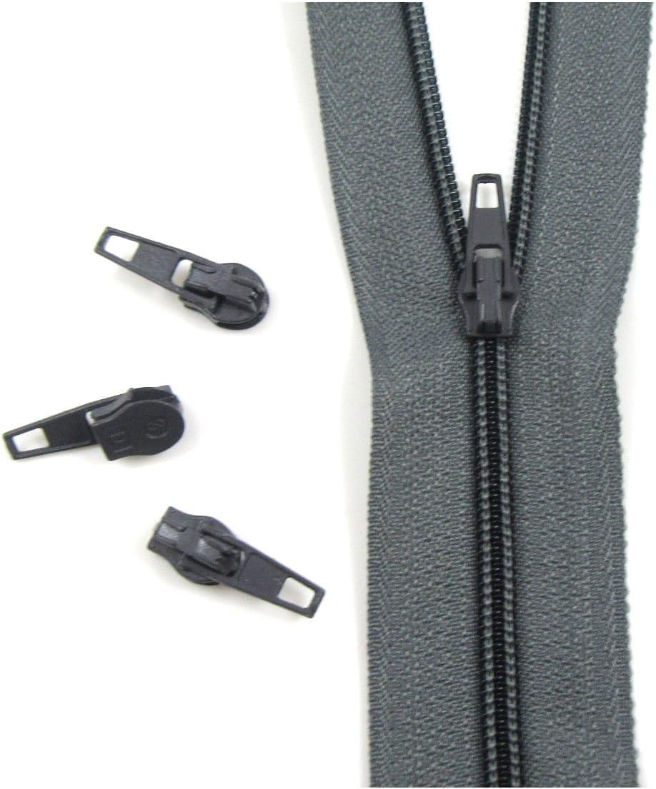Beads4Crafts 10 METRES + 20 Sliders No.3 Continuous Zip with AUTO Lock ...
