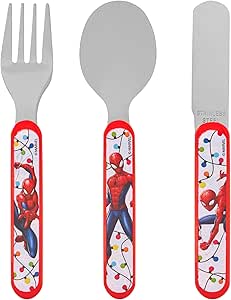 Spider-Man Festive 3 Piece Cutlery Set – Metal, Reusable Children's ...