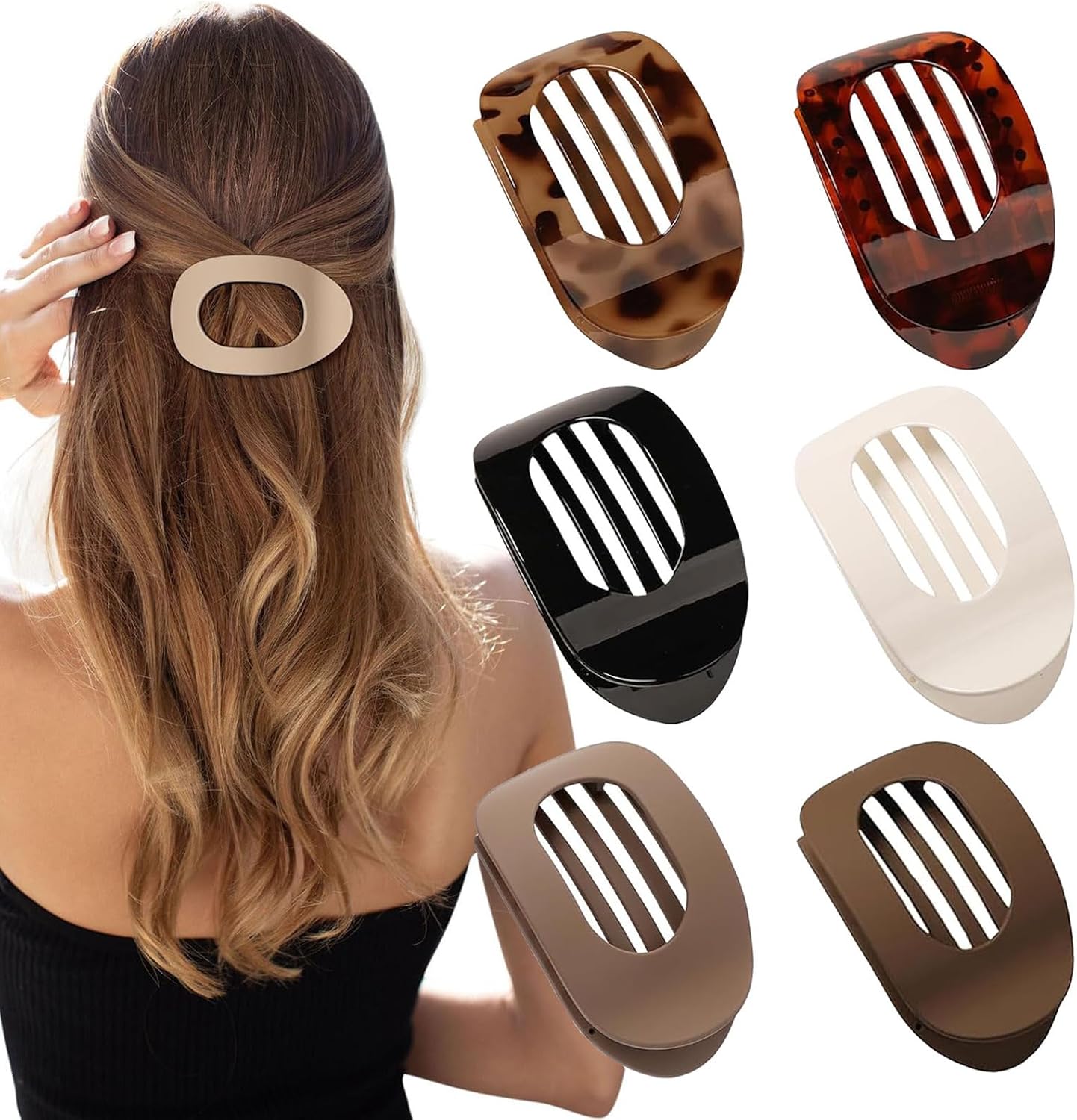 LynixTrade 6 Pcs Flat Hair Clips Curved Design Duckbill Hair Clips for ...