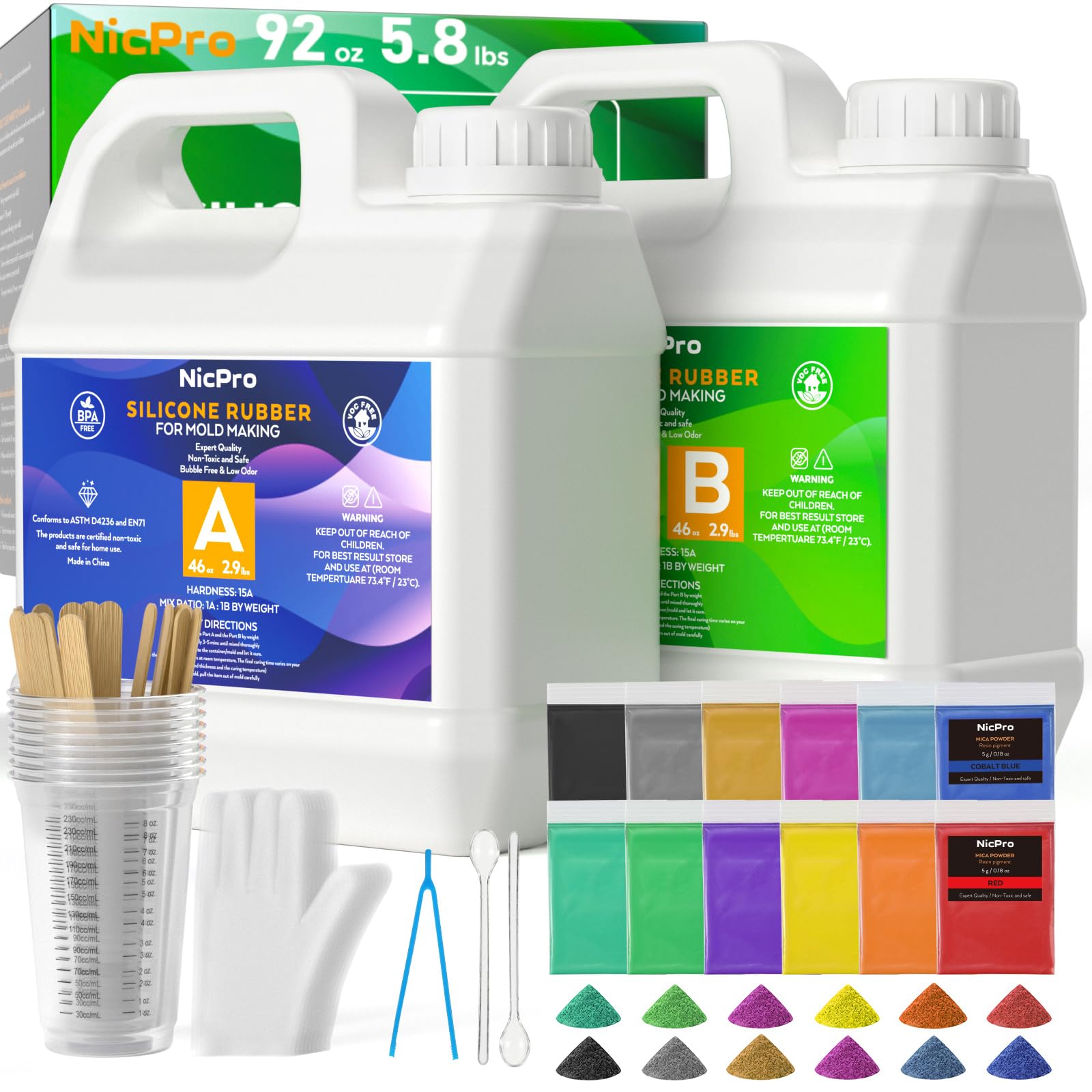 Amazon.com: Nicpro 92OZ Silicone Mold Making Kit, Super Elastic Liquid ...