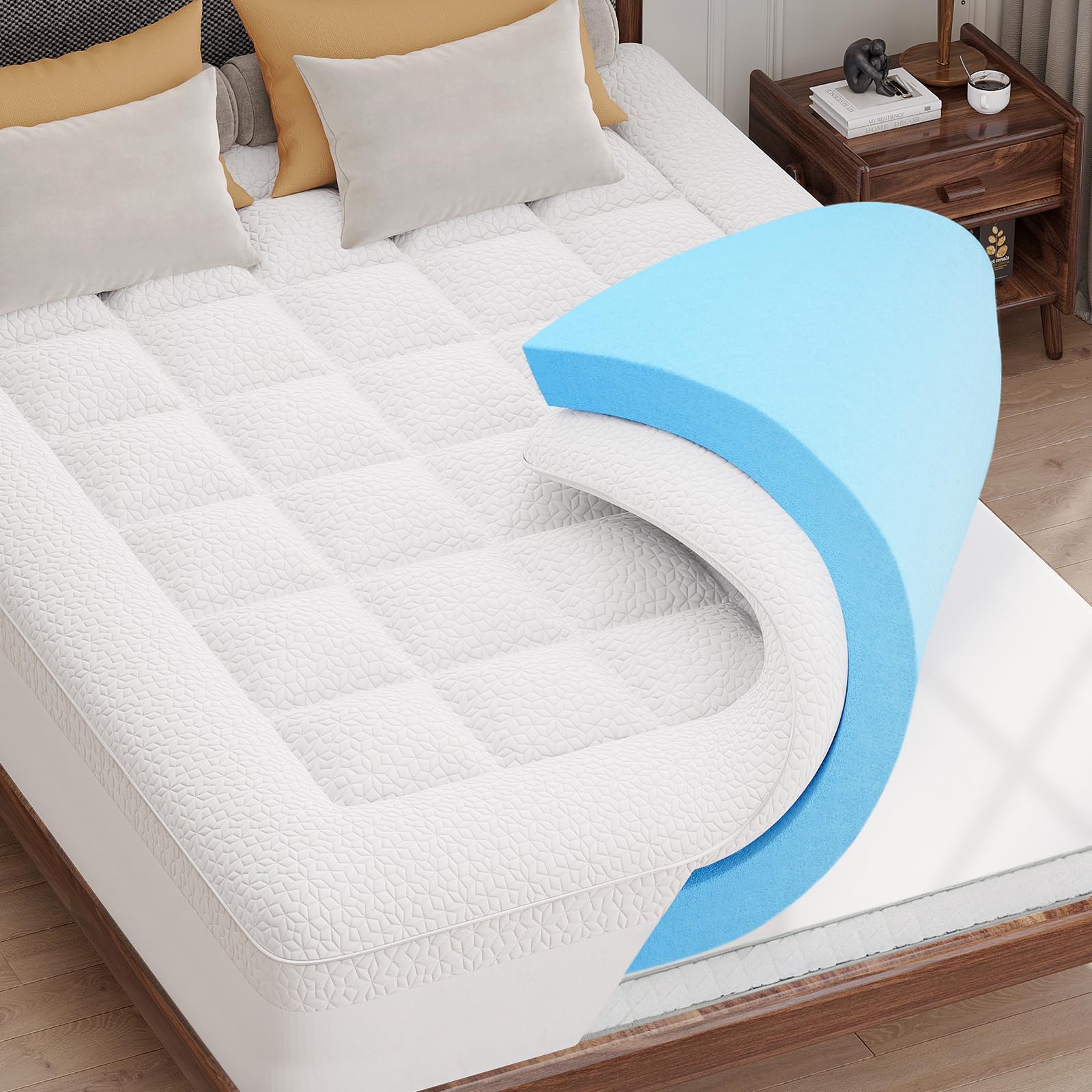 Amazon.com: ChiXpace Dual Layer 4 Inch Memory Foam Mattress Topper ...