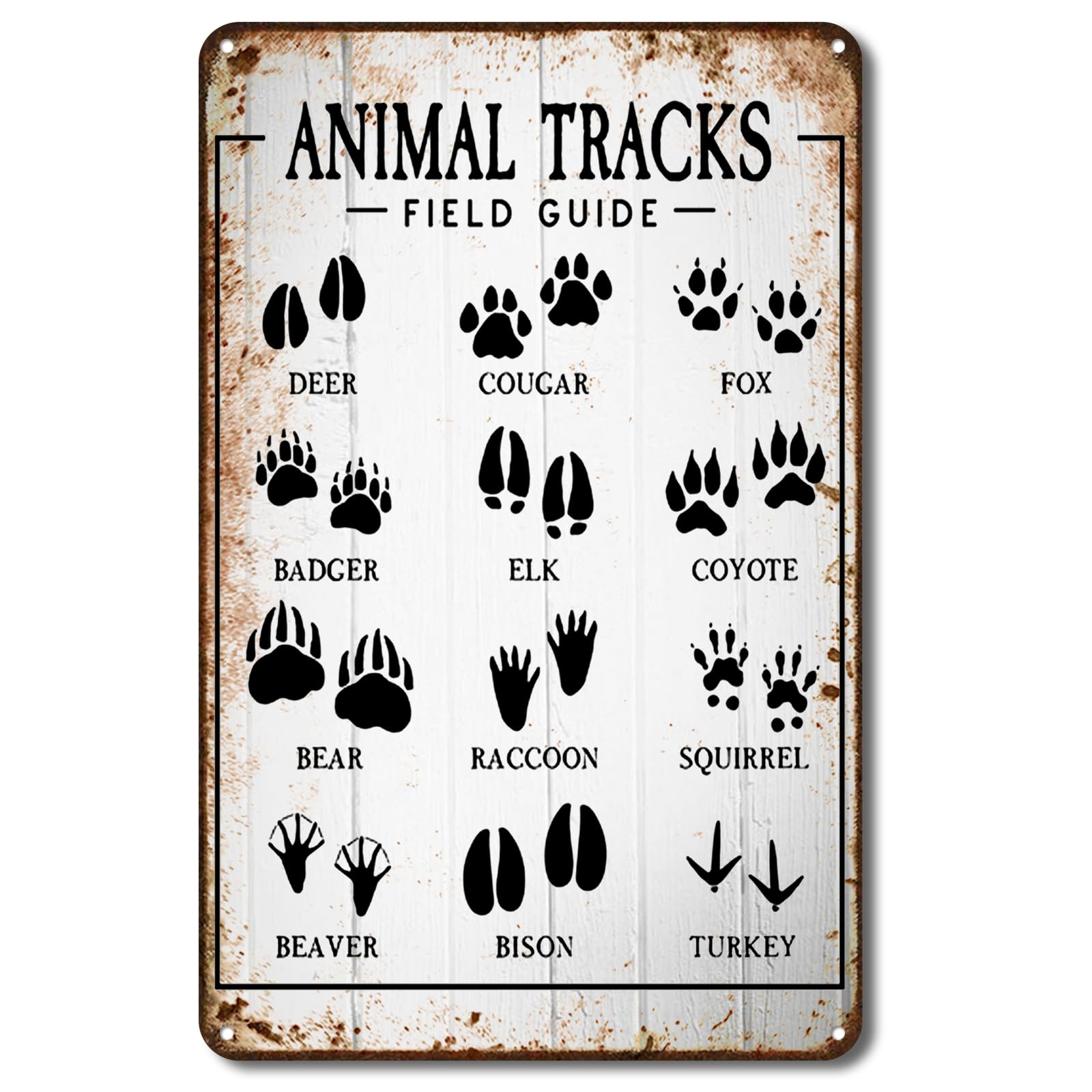 QYAYIK Animal Tracks Field Guide Sign Log Cabin Wall Decor, Forest ...