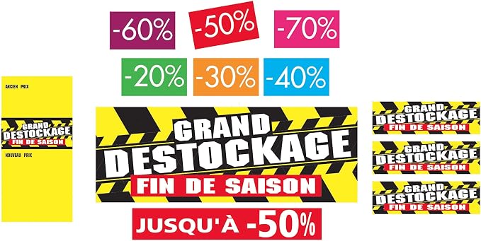 Affichesstore 30111 - Kit de 11 affiches Grand Destockage Fin de Saison ...