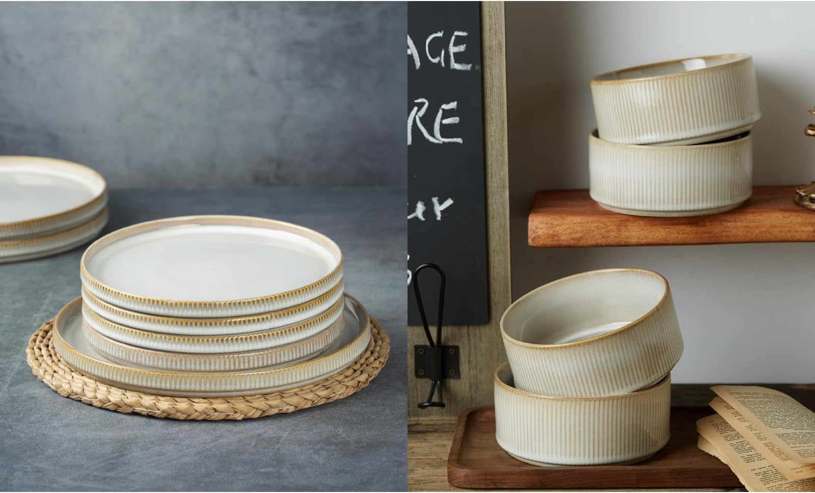 Amazon.com | famiware Star Stoneware Dinnerware Set of 6 (18-Piece ...