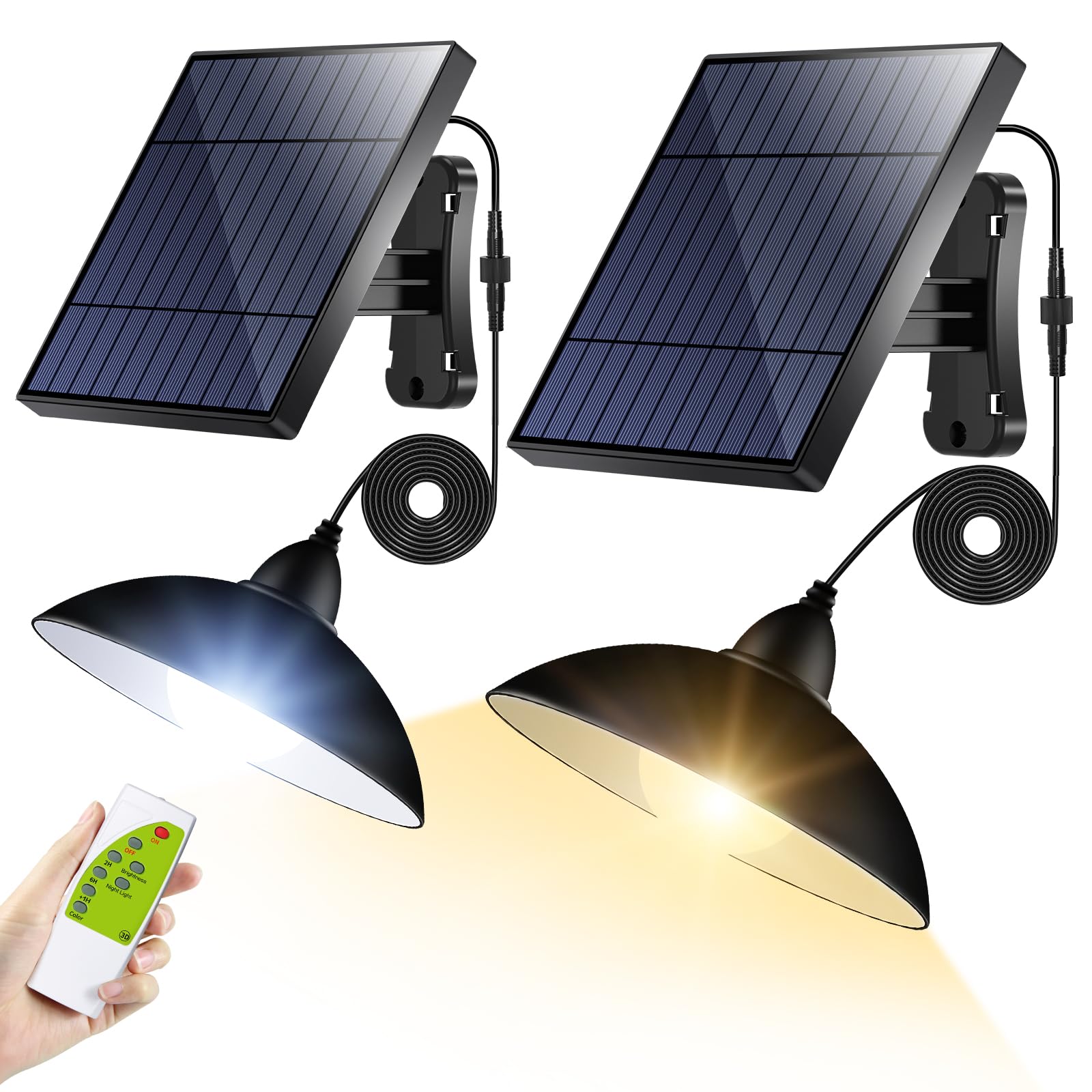 intelamp Solar Pendant Lights, 2 Pack Solar Shed Lights by Remote ...
