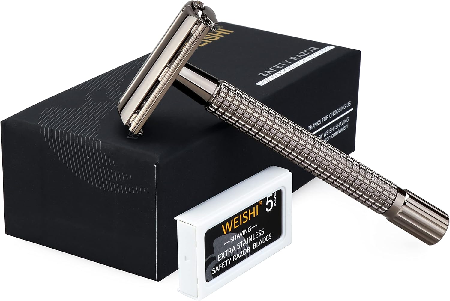 WEISHI Safety Razor Double Edge Nostalgic Long Handle Butterfly Open ...