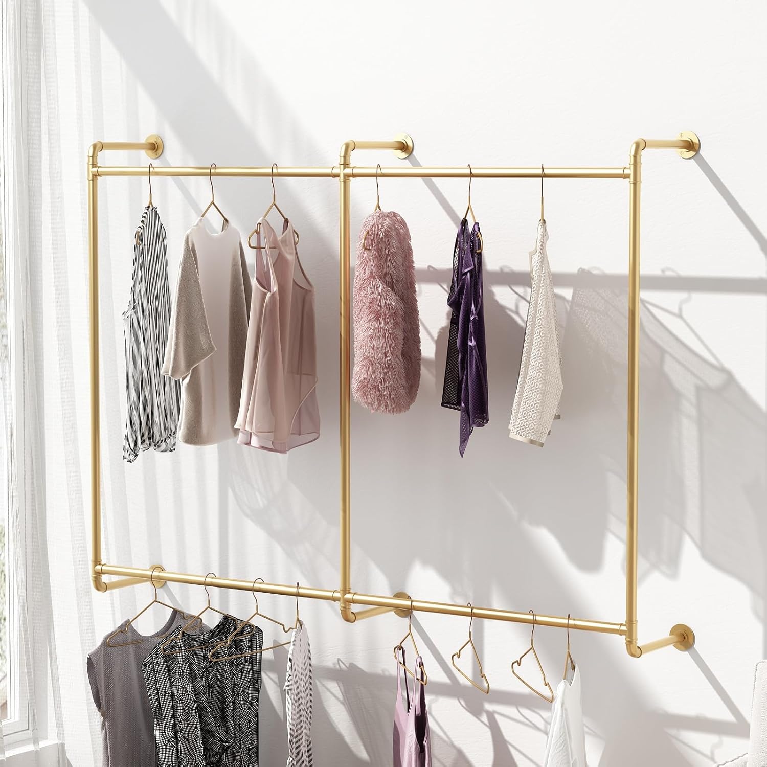 Amazon.com: MaiRHK Industrial Pipe Clothing Rack Wall Mounted Clothes ...