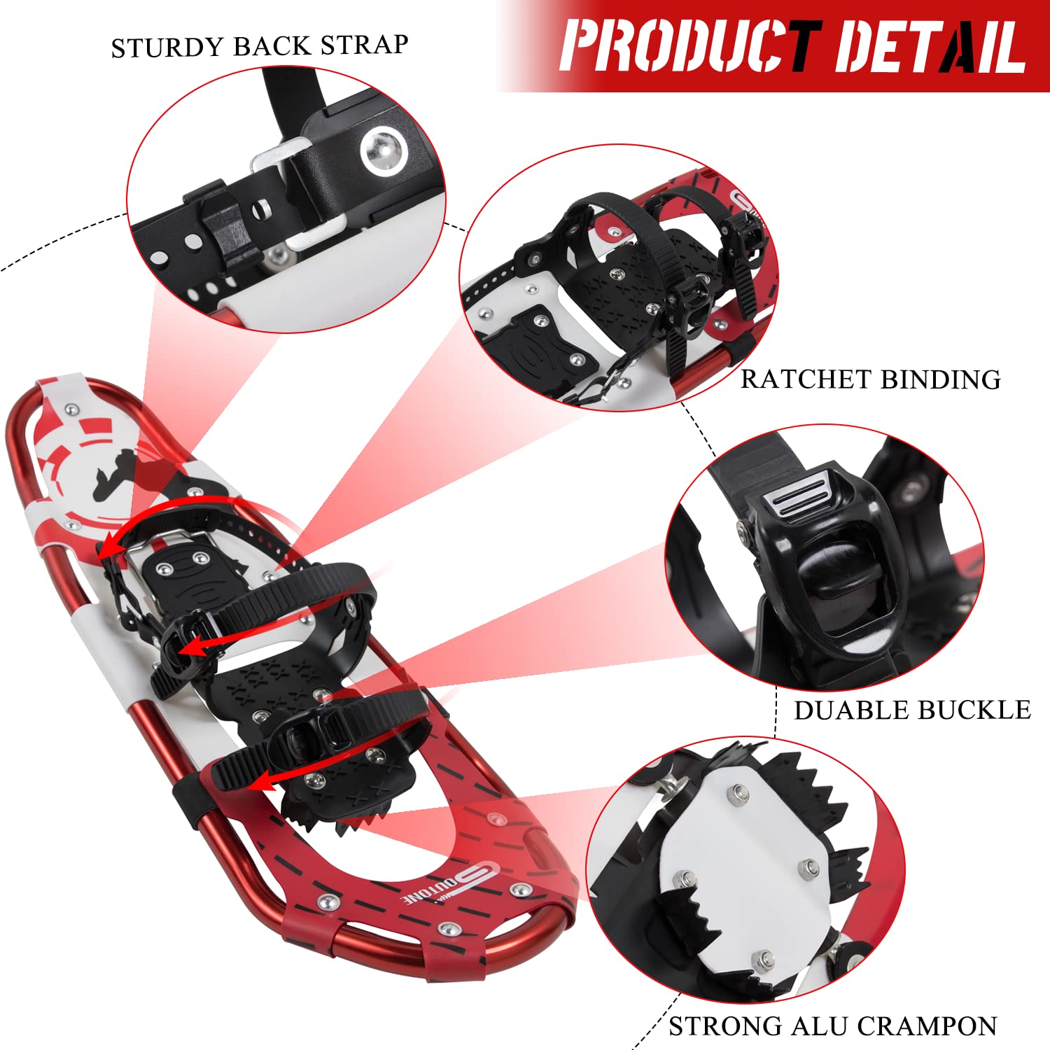 Goutone21/25/30 Inches Light Weight Snowshoes for Adult Women Men ...