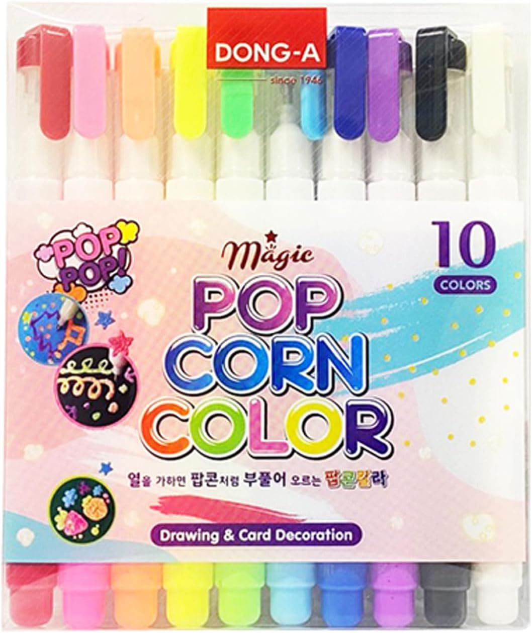Amazon.com : ADDY & PLUSY Dong-A Magic Puffy Popcorn Color Pen 10 ...