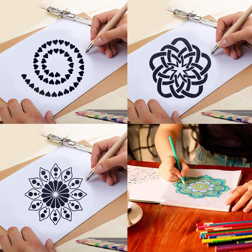 Buy 16 PCS Reusable Stencils, Mandala Template Laser Cut Painting ...