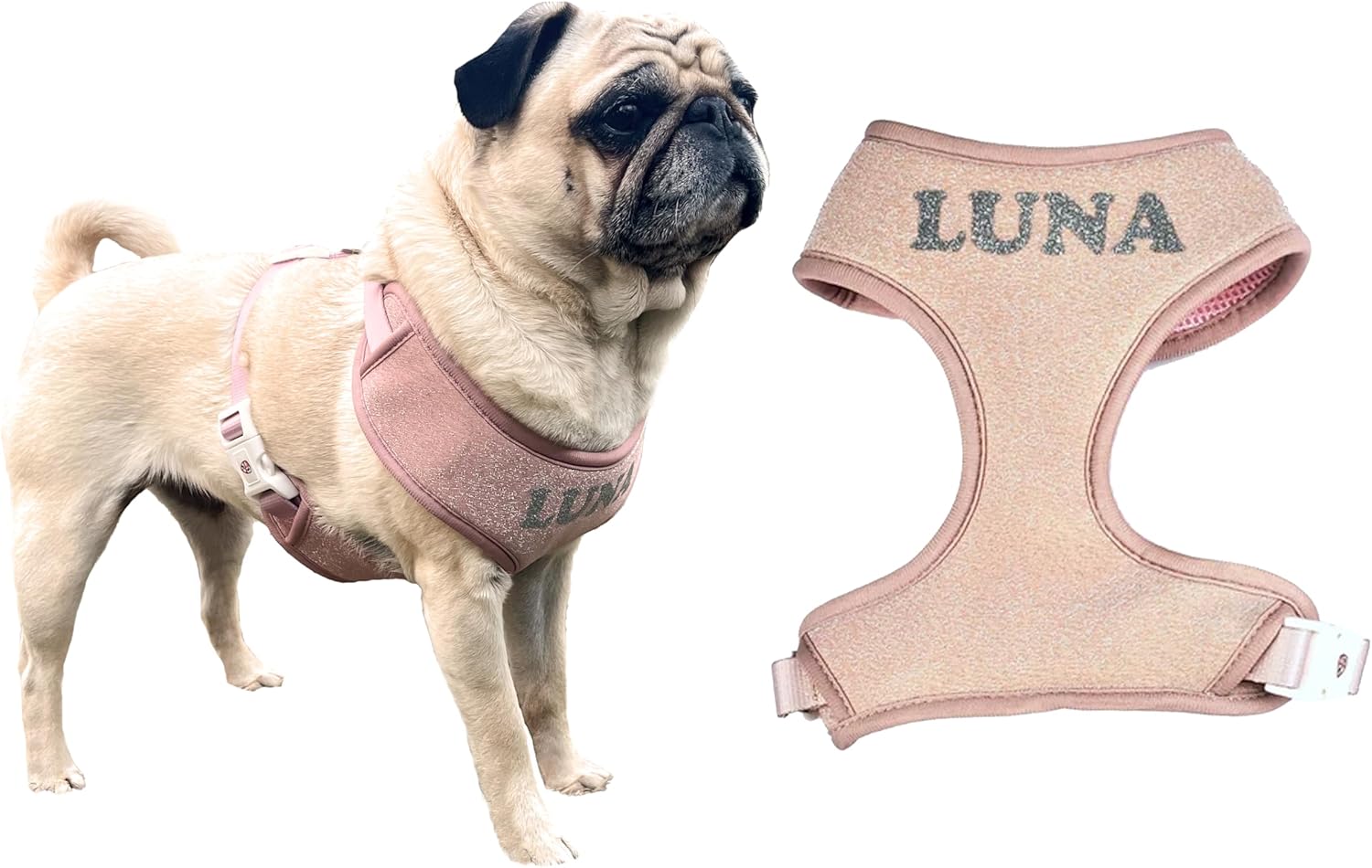 Amazon.com : Personalized Light Pink Sparkle Dog Harnesses | Pink ...