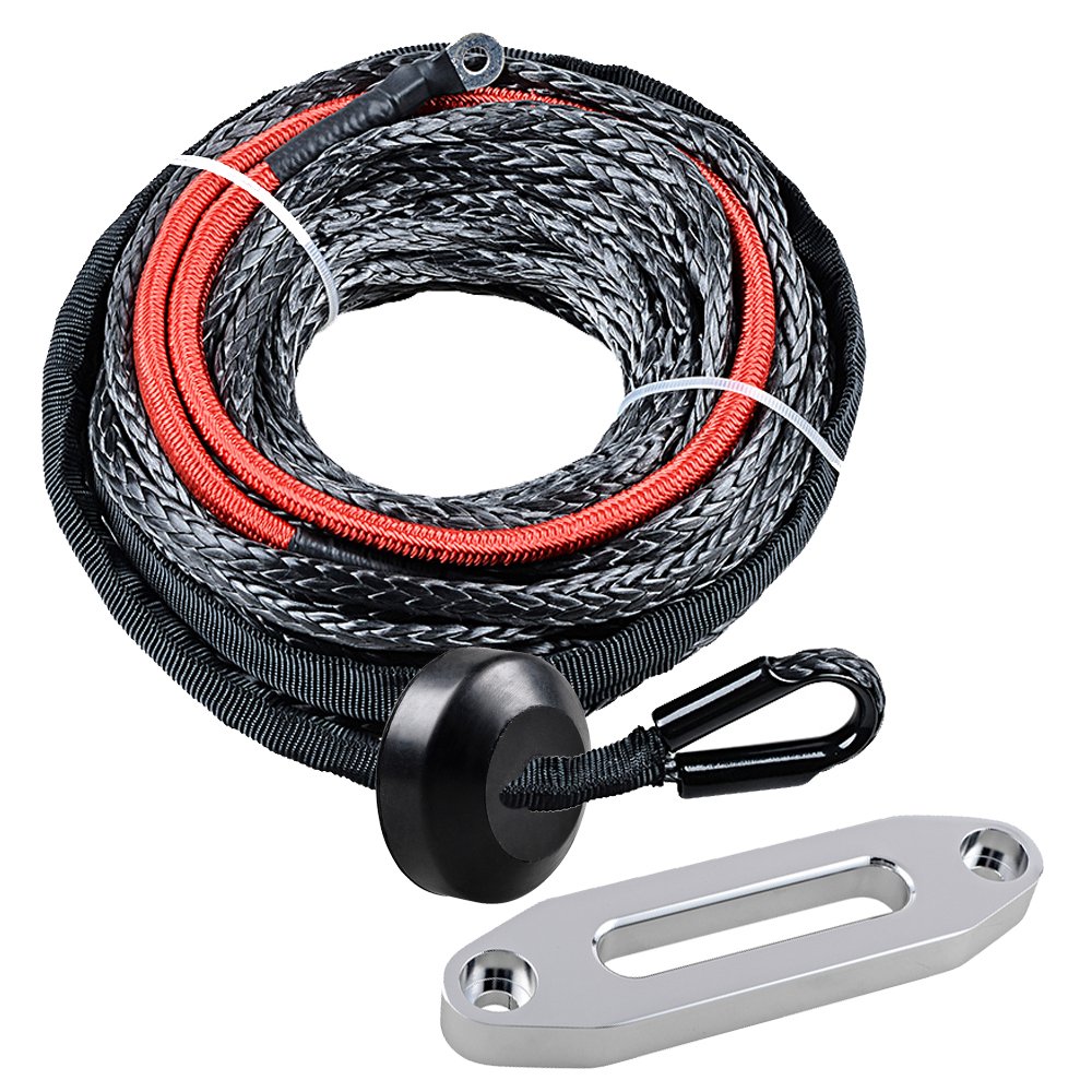 Amazon.com: 1/4" x 50ft Black Synthetic Winch Rope 6400lbs 40" Heat ...