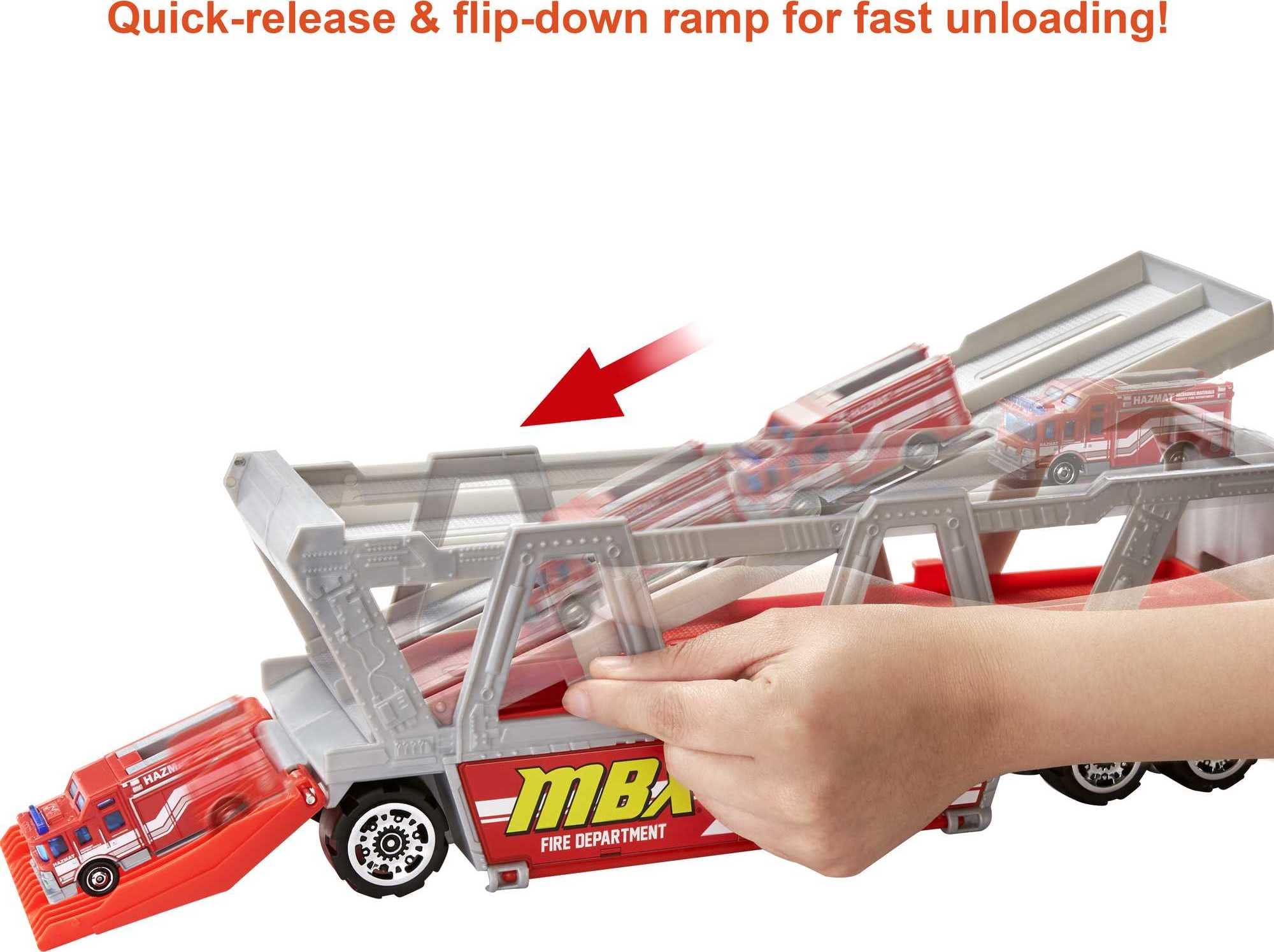 Matchbox Fire Rescue Hauler Playset de transporte temá...B08J4HNXCY ...