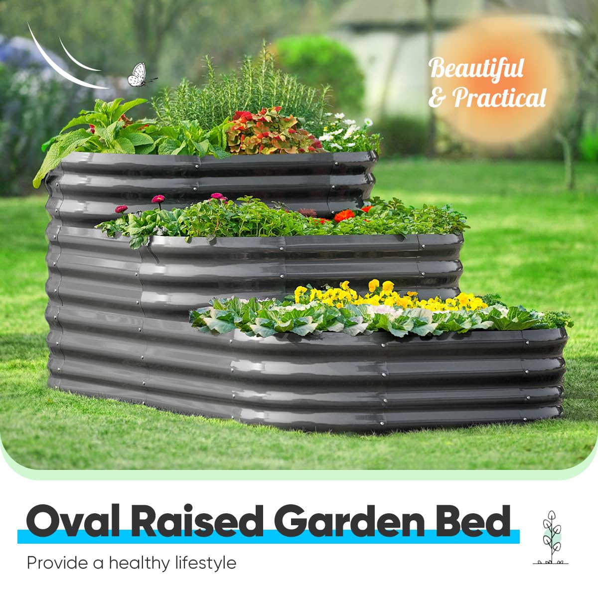Snapklik.com : Quictent Galvanized Tiered Raised Garden Bed Kit ...