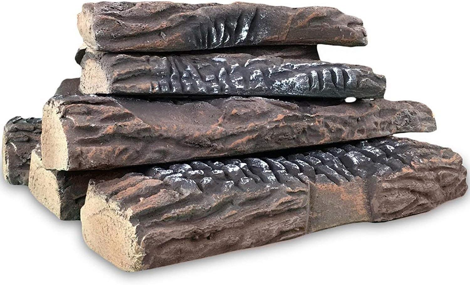 Amazon.com: Regal Flame 10 Piece Set of Ceramic Wood Large Gas ...