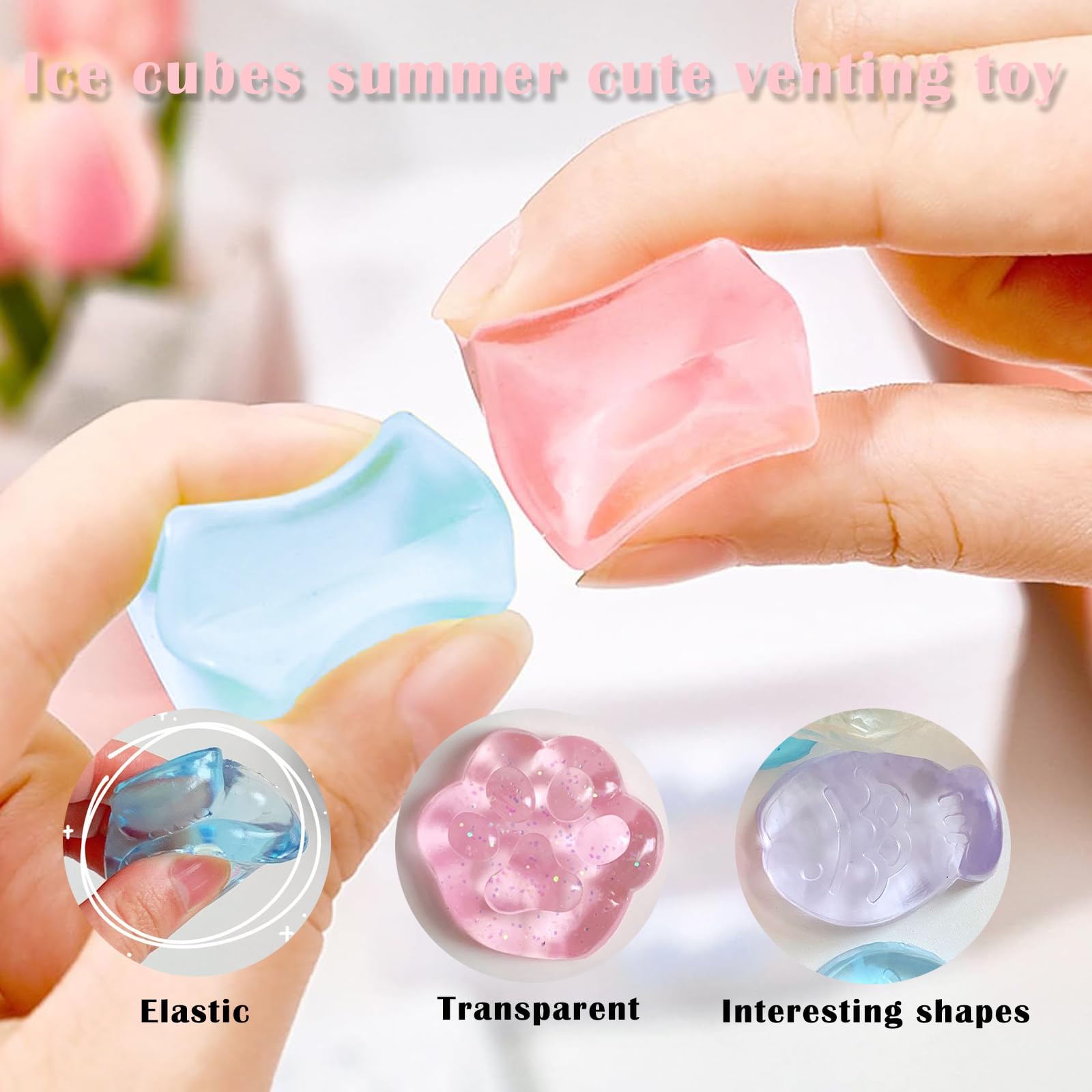 12 Pcs Jelly Cube Fidget Toy, Sugar Ball Fidget, Ice Cube Fidget Toy ...