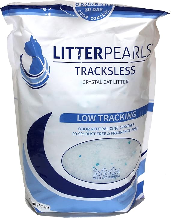 Litter Pearls Tracksless Unscented Non-Clumping Crystal Cat Litter with ...