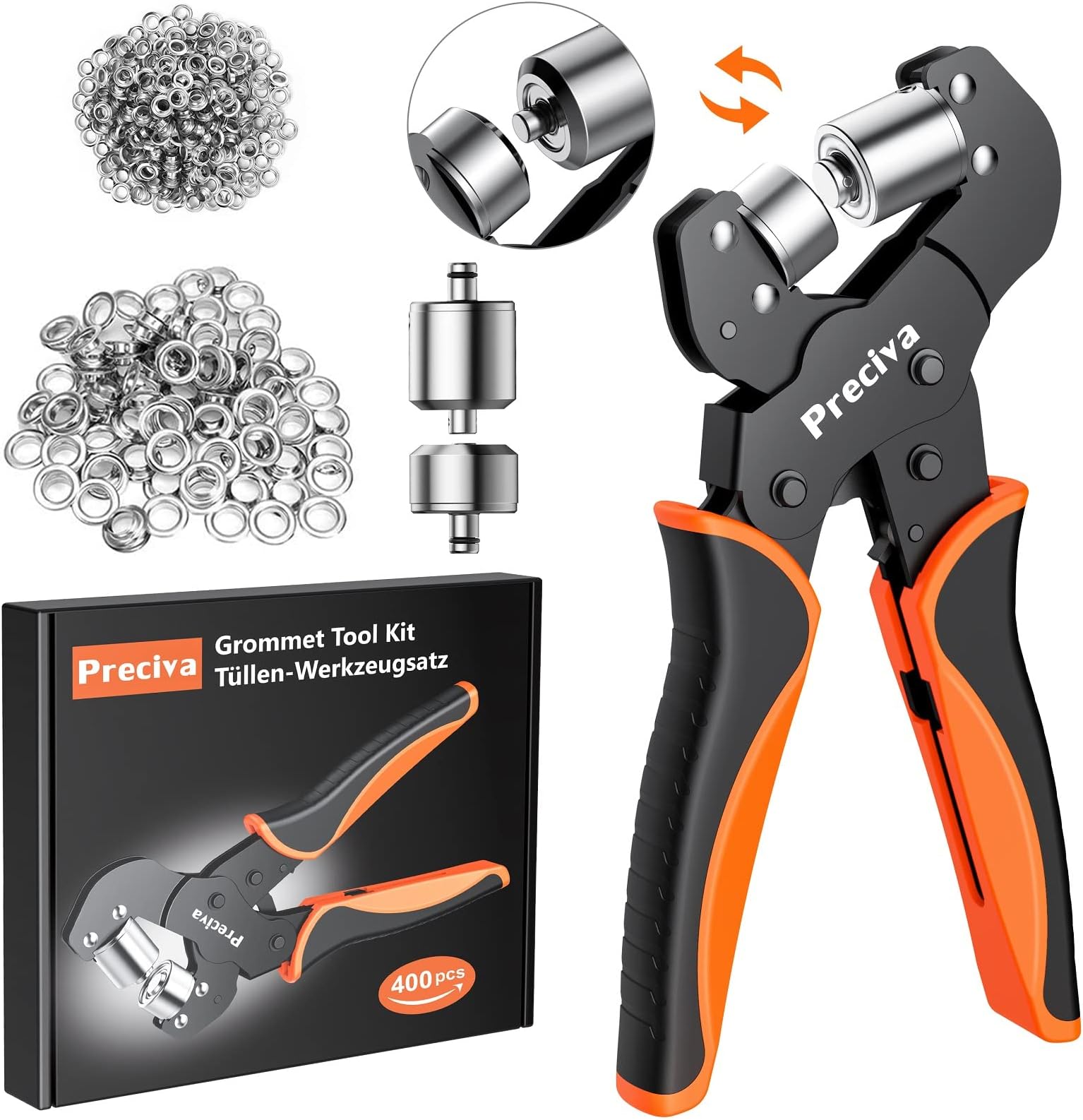 Magnetic Eyelet Punch Kit(10MM+6MM), 2 Sets Replaceable Punching Head ...