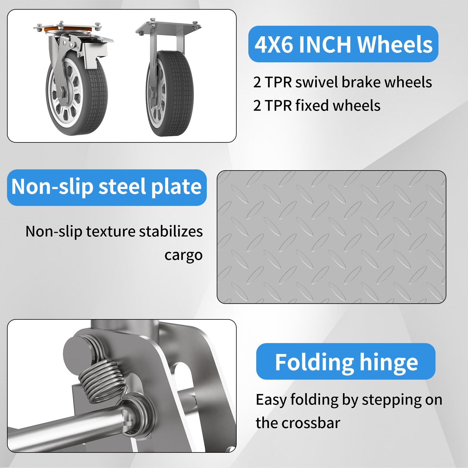 Flatbed Dolly Carts with Wheels, Folding Heavy Duty Platform Truck,Hand ...