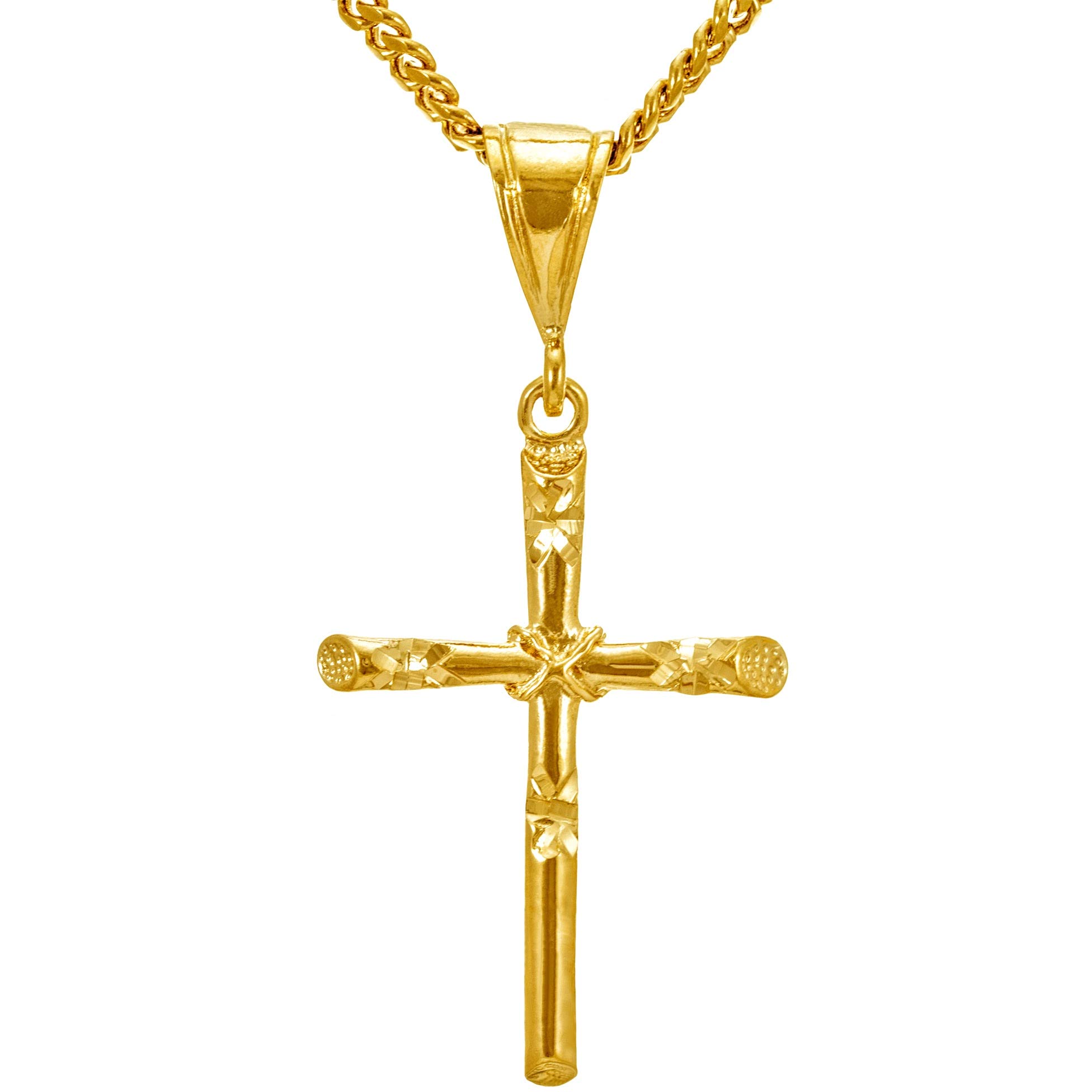 LIFETIME JEWELRY Large Cross Necklace Chain for Men and Women 24k Gold ...