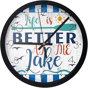 Amazon.com: Wall Clock Life is Better at The Lake Battery Operated ...
