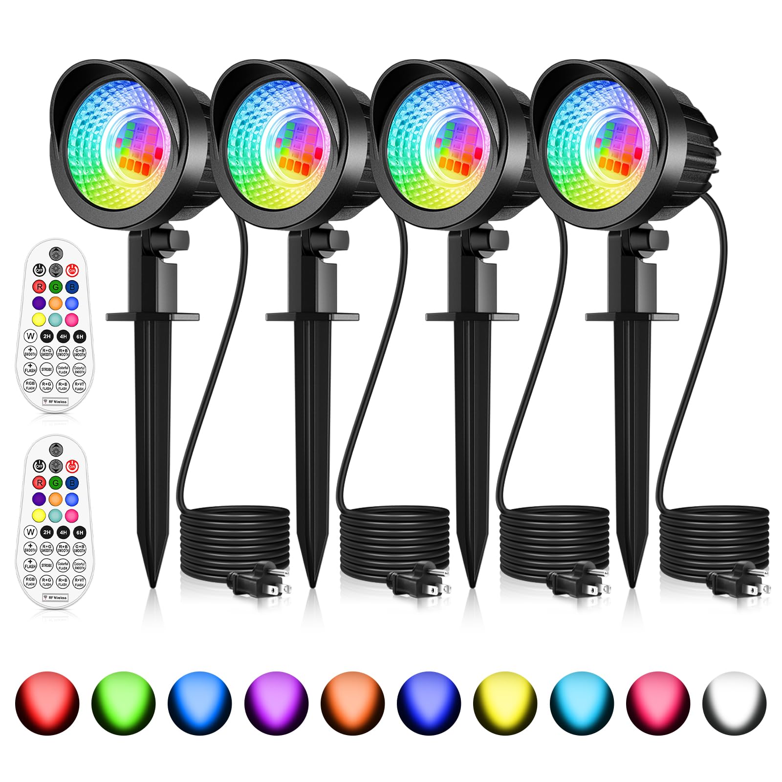 MEIKEE 15W RGB Outdoor LED Spotlight AC 120V Color Changing Landscape ...