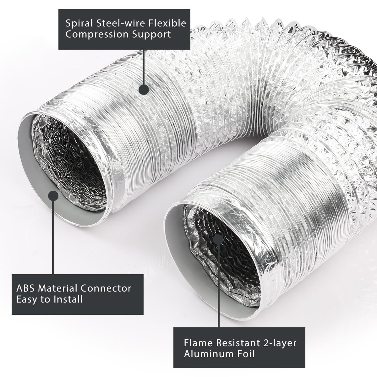 Snapklik.com : 4-Inch Dryer Vent Hose 26FT, Flexible Aluminum Duct