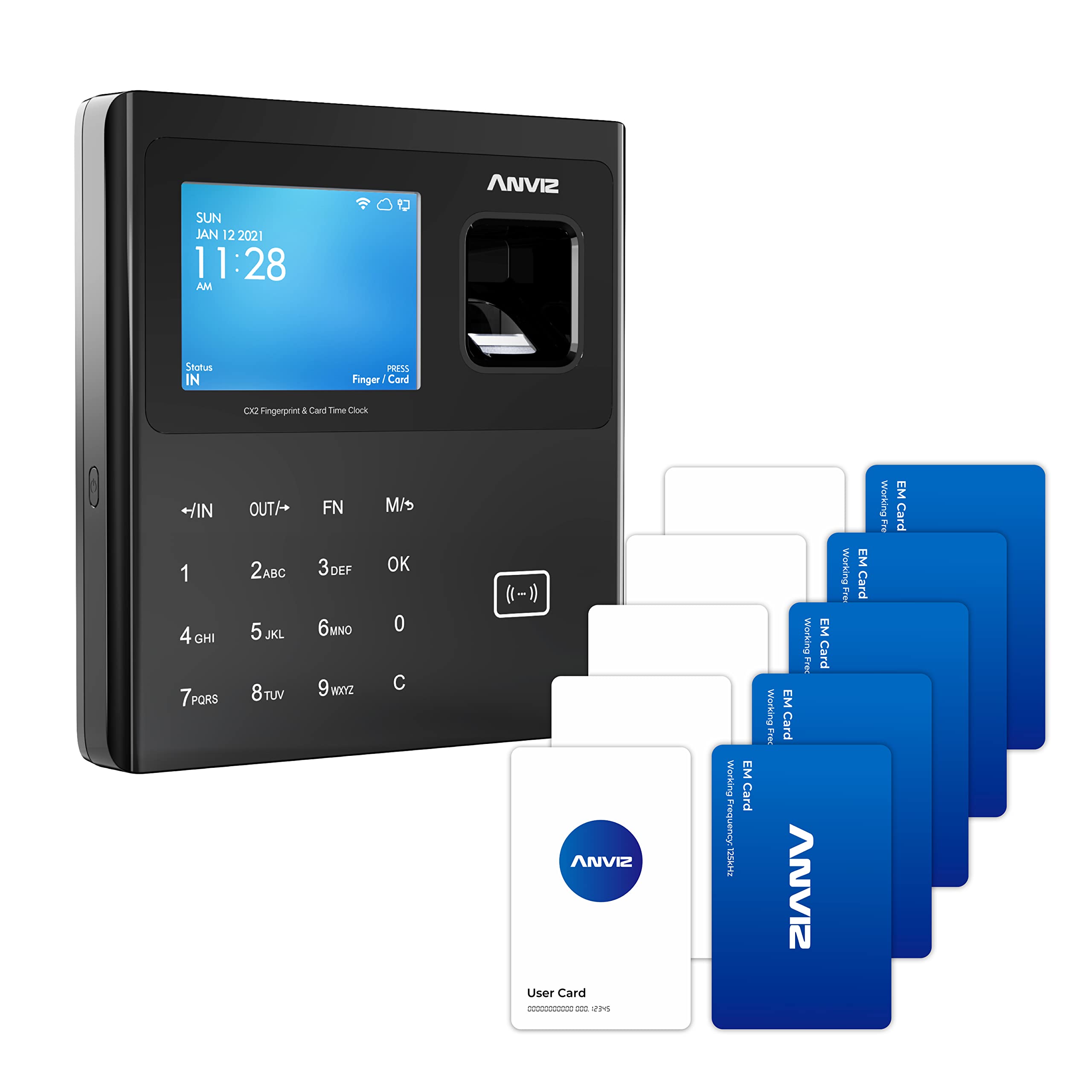 Amazon.com: ANVIZ Fingerprint Time Clock - CX2 Black Bundle with 10 ...