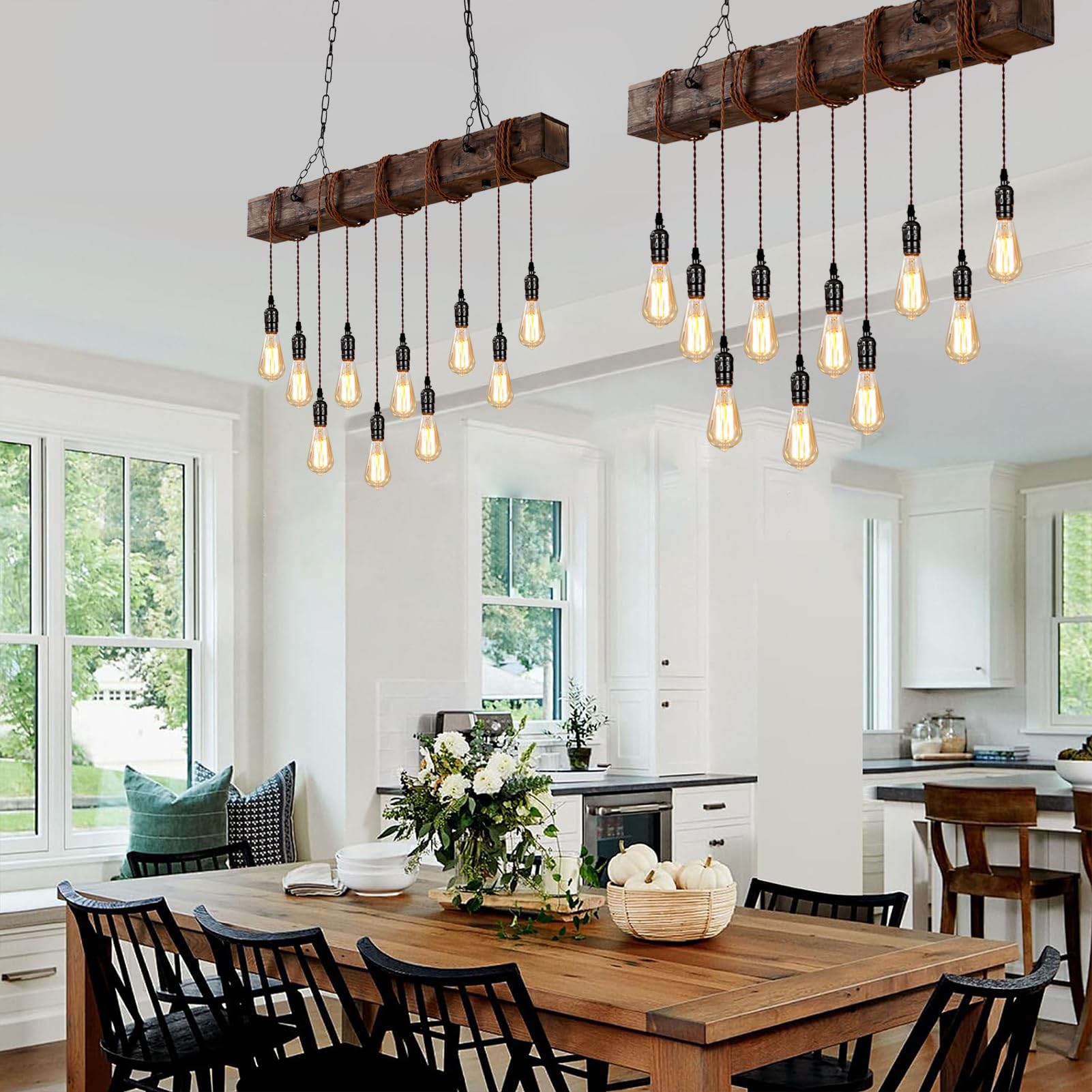 Snapklik.com : 10-Lights Farmhouse Kitchen Island Pendant Light, Rustic ...