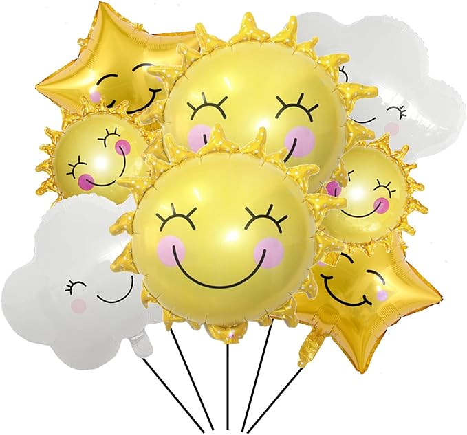 Amazon.com: 8 PCS Sun Cloud Foil Balloons Sun Aluminum Balloon Gold ...