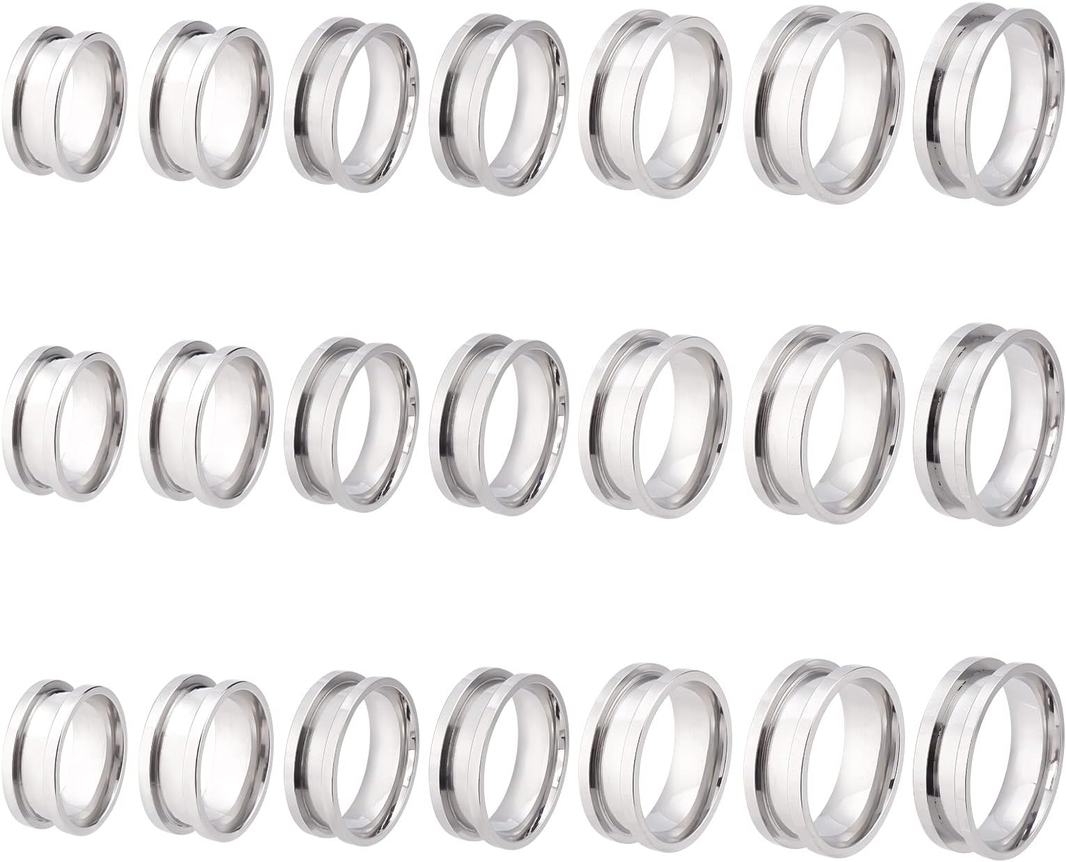 Healifty 20Pcs 12mm Ring Blank Bases Stainless Steel Plated Flat Ring ...