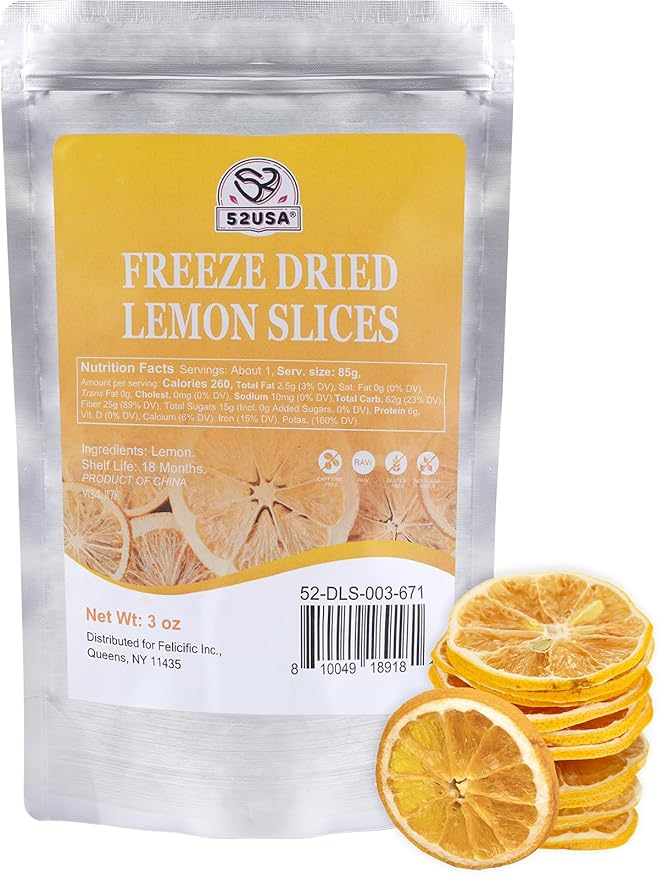Amazon.com: 52USA Freeze Dried Lemon Slices, 3oz (85g), Dehydrated ...
