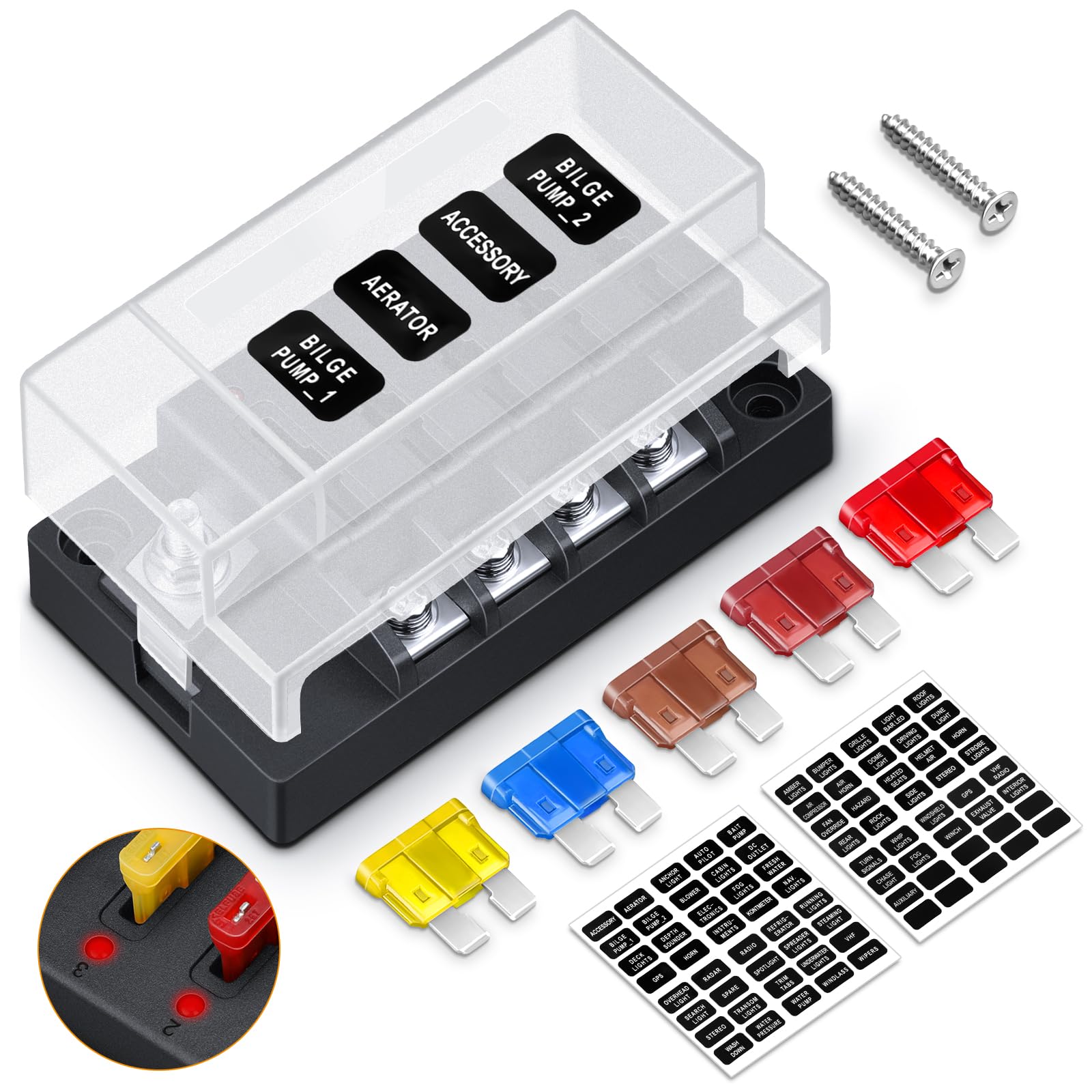 Amazon.com: ELECTOP Upgraded 4 Way Blade Fuse Block Fuse Box with ...